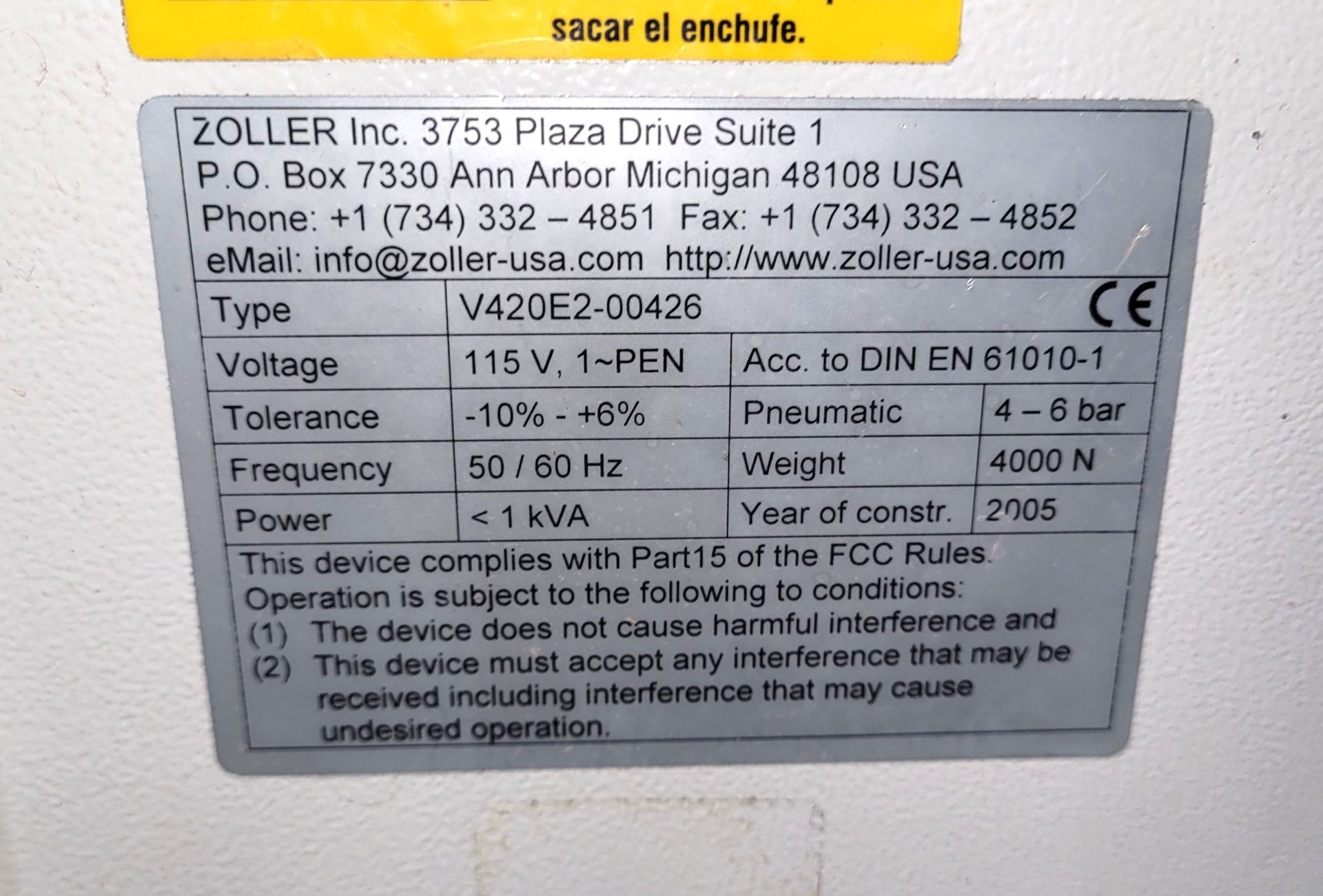 ZOLLER Venturion 500 (V420D2) Tool Pre-Setting and Measuring Machine, s ...