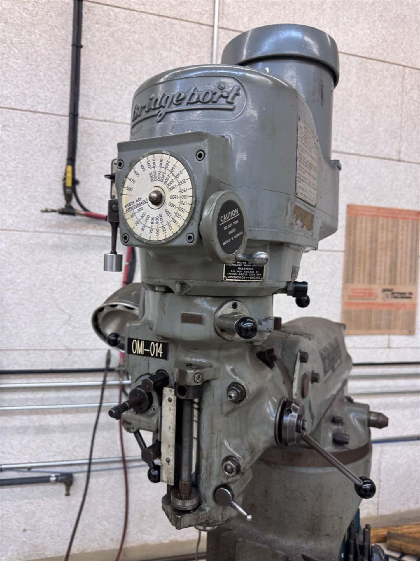 BRIDGEPORT 1.5 HP Milling Machine, s/n 108612, 9” x 42” Power feed ...
