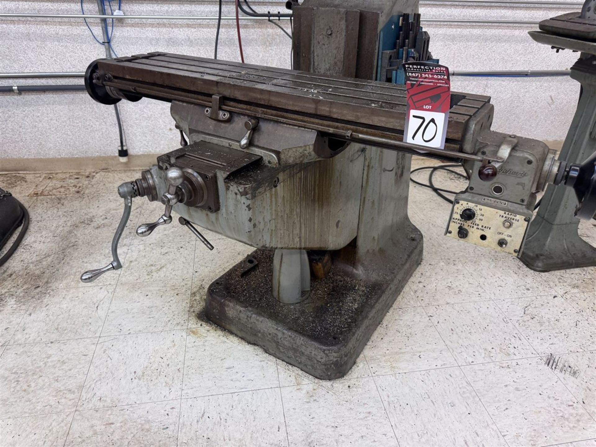 BRIDGEPORT 1.5 HP Milling Machine, s/n 108612, 9” x 42” Power feed ...