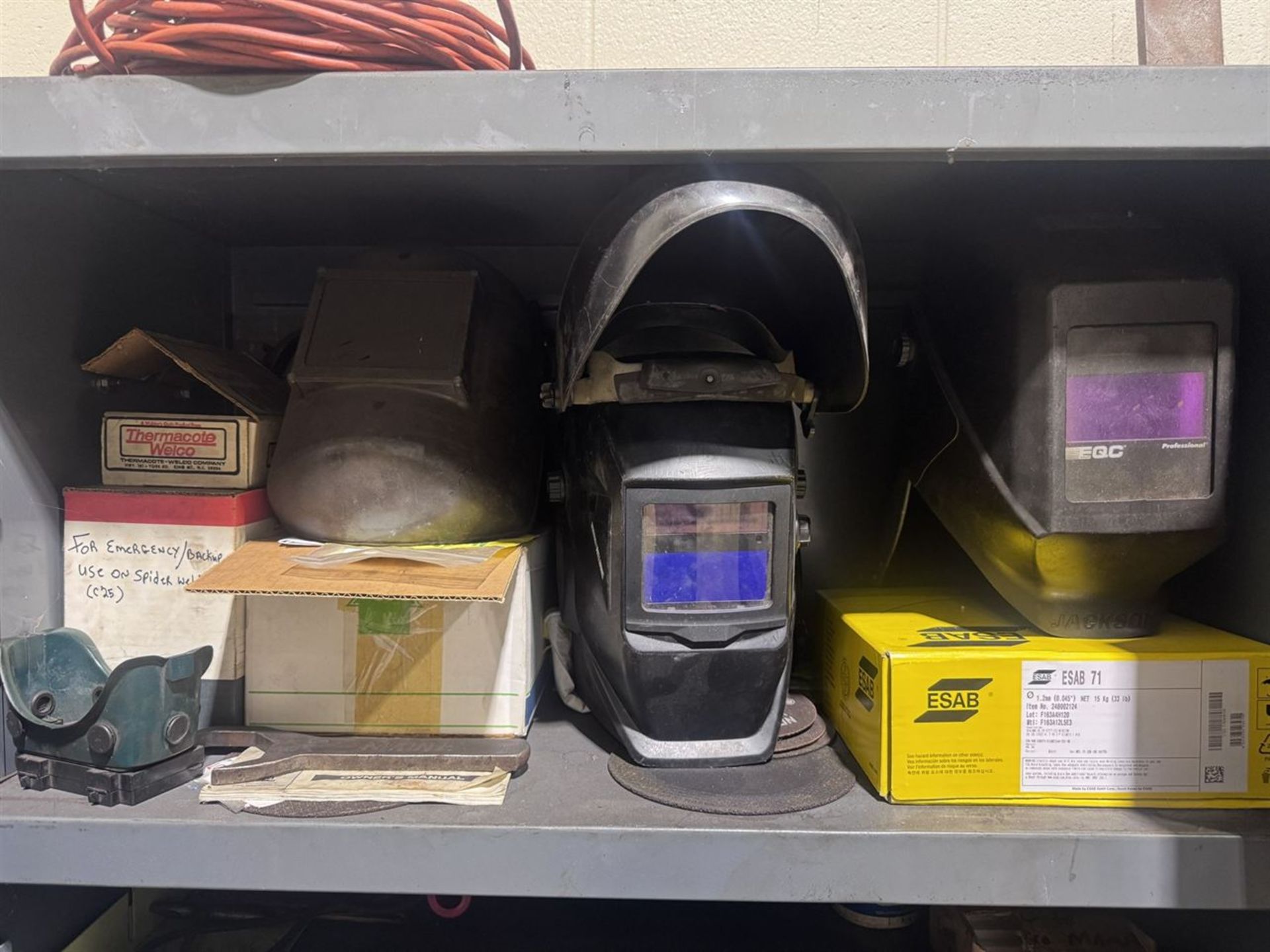 Shop Welding Supply Cabinet w/ Contents Including Welding Helmets, Hose ...