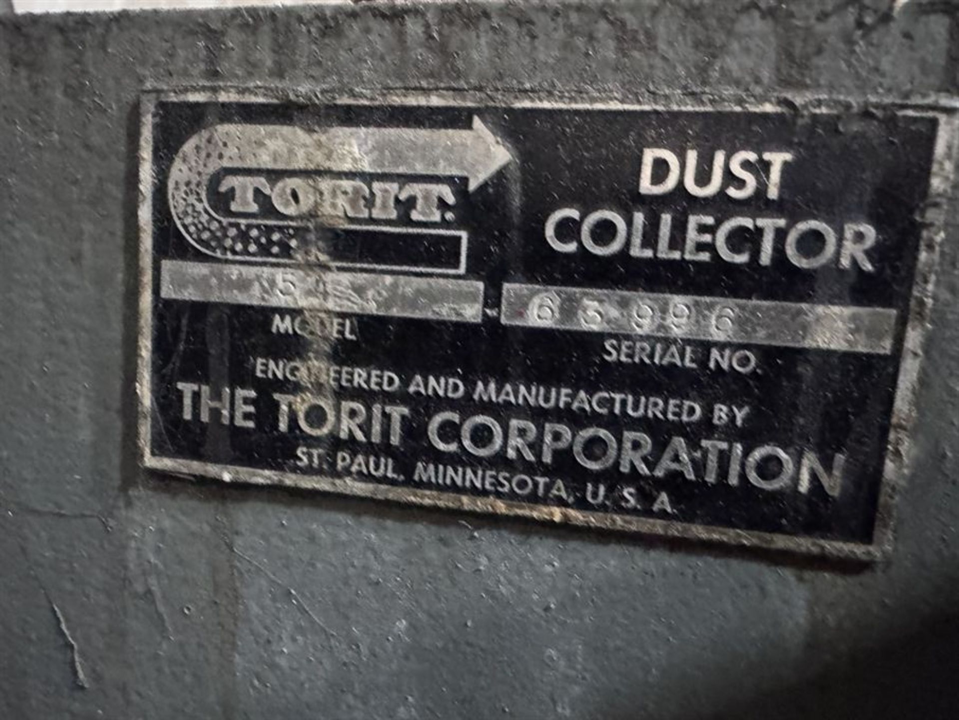 TRINCO 36 BP2 Sand Blast Cabinet, s/n 1554549, w/ Torit 54 Dust Collector