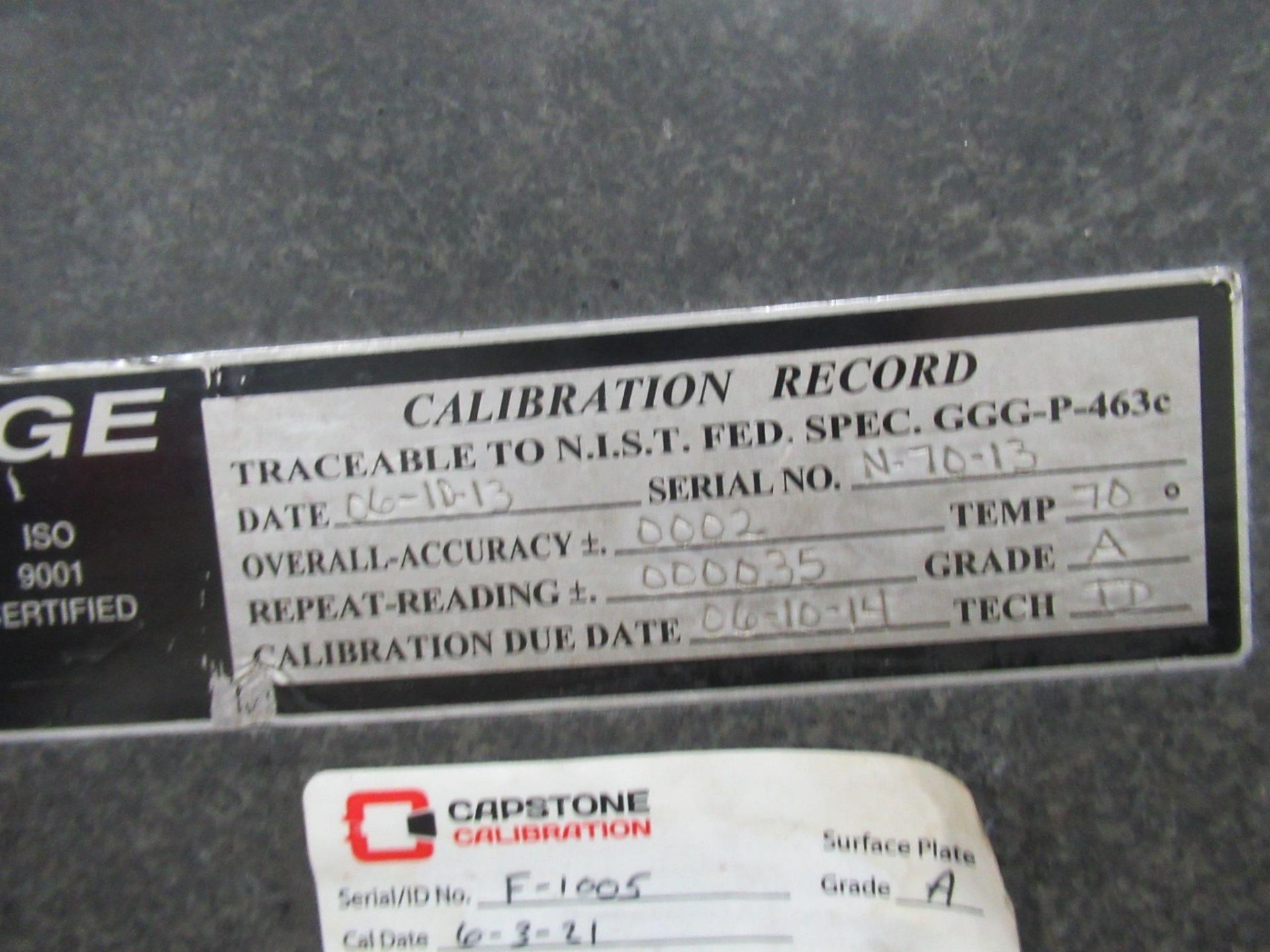 GRANITE SURFACE PLATE, STANDRIDGE, new 2013, Grade A, 48" x 36" x 6" ht ...