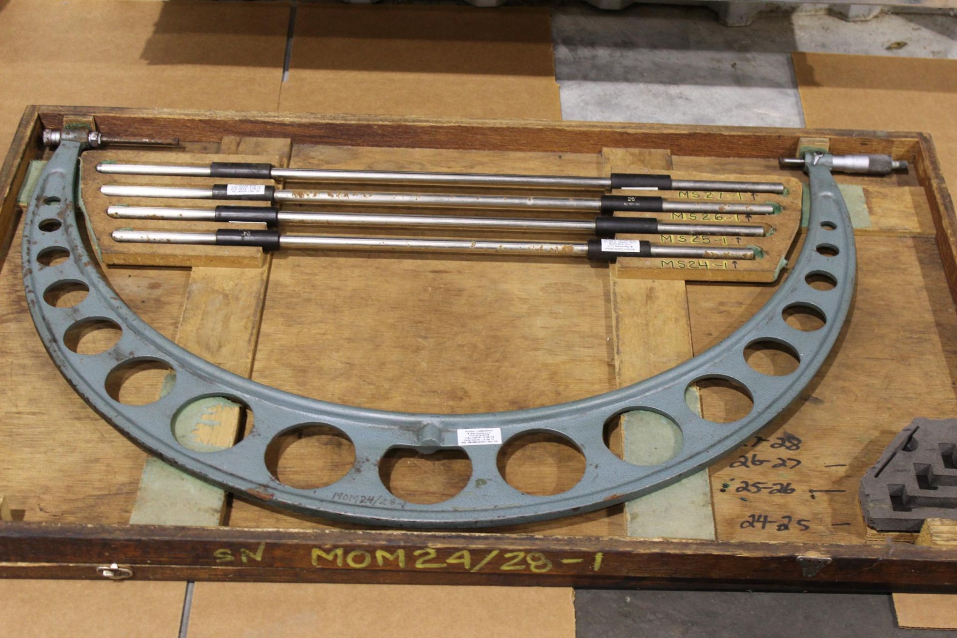 OD MICROMETER, 24" - 28" range, interchangeable anvil, w/ standards and ...