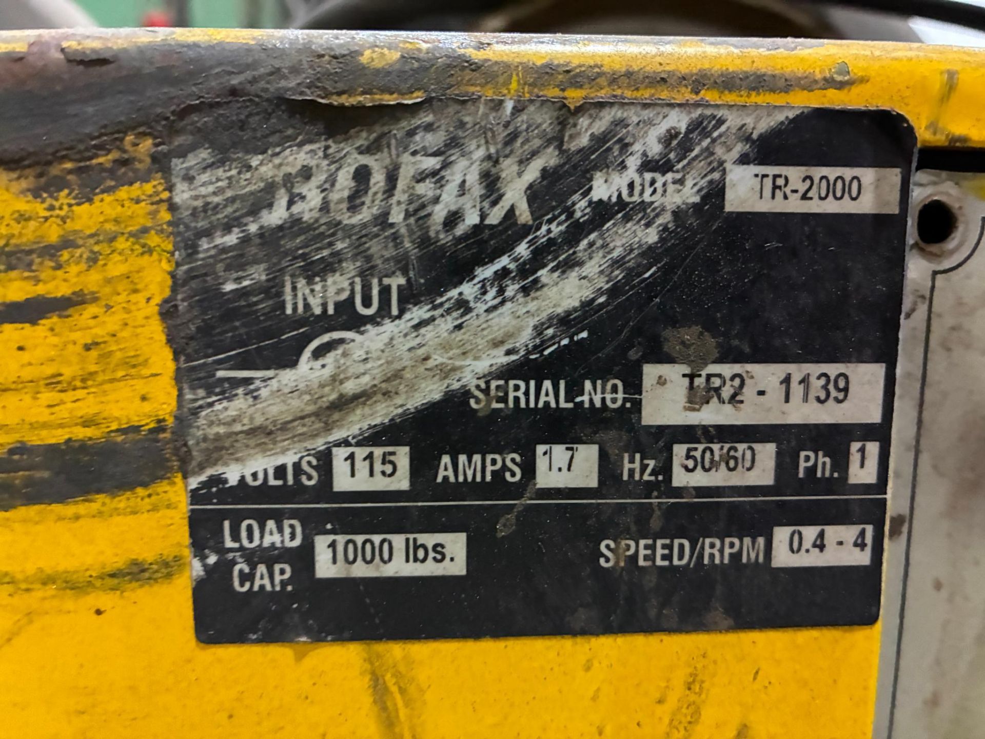 TURNING ROLL, PROFAX, MDL. TR-2000, 1,000-lb. cap.