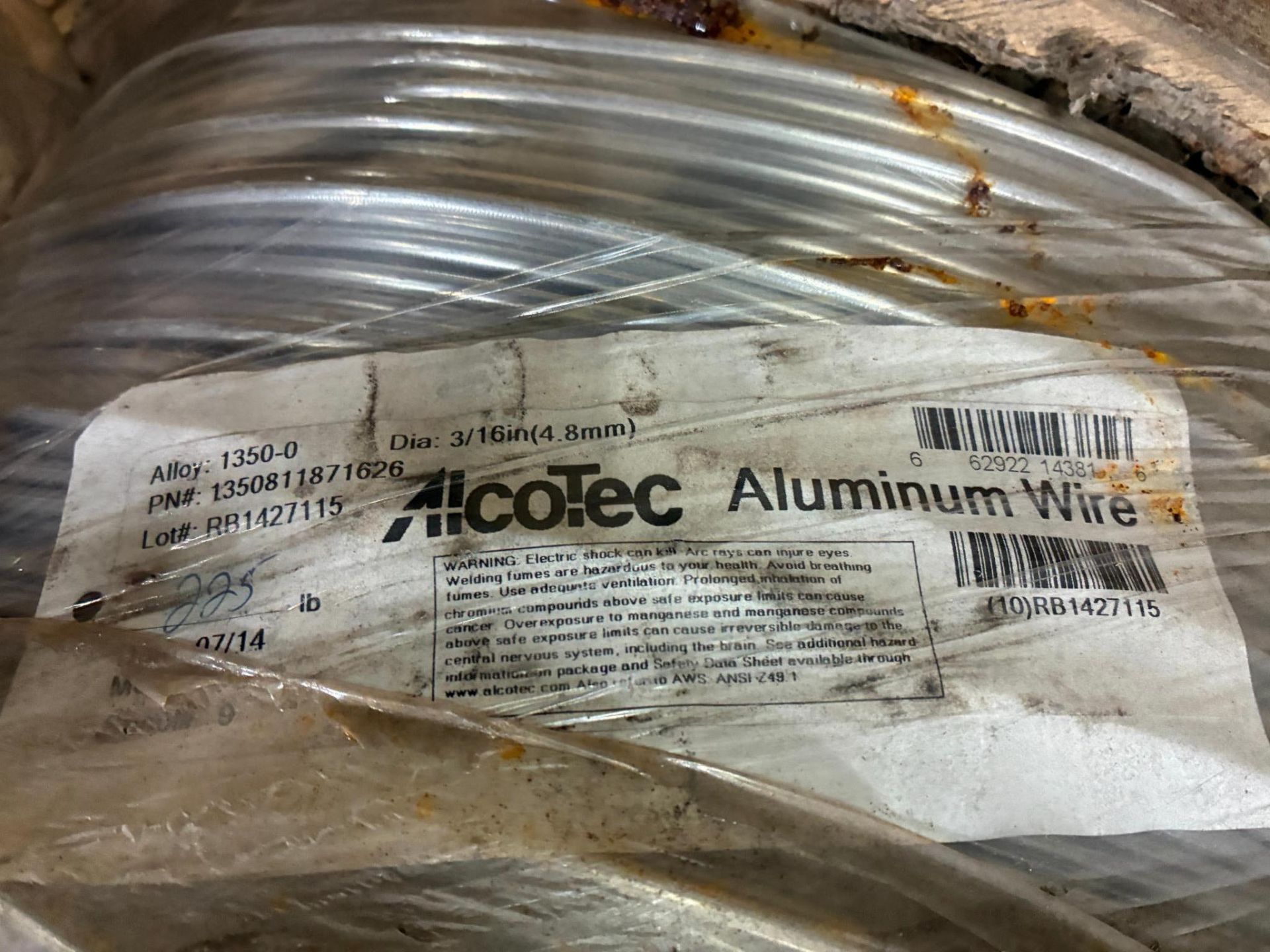LOT OF METALIZING WIRE, ALCOTEC, 3/16" dia., Alloy 1350-0, PN ...