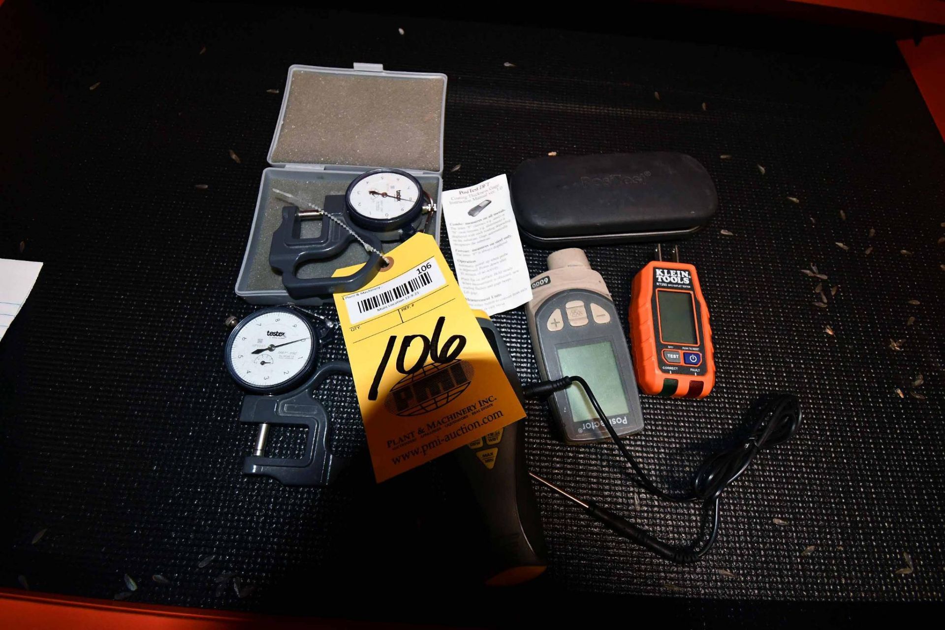 LOT OF QUALITY CONTROL TOOLS: coating thickness gage, thickness dial ...