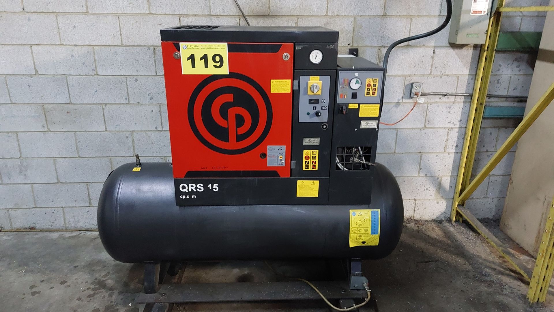2016, CHICAGO, QRS15, 15HP, 145 PSI, 46 CFM, ROTARY SCREW AIR ...