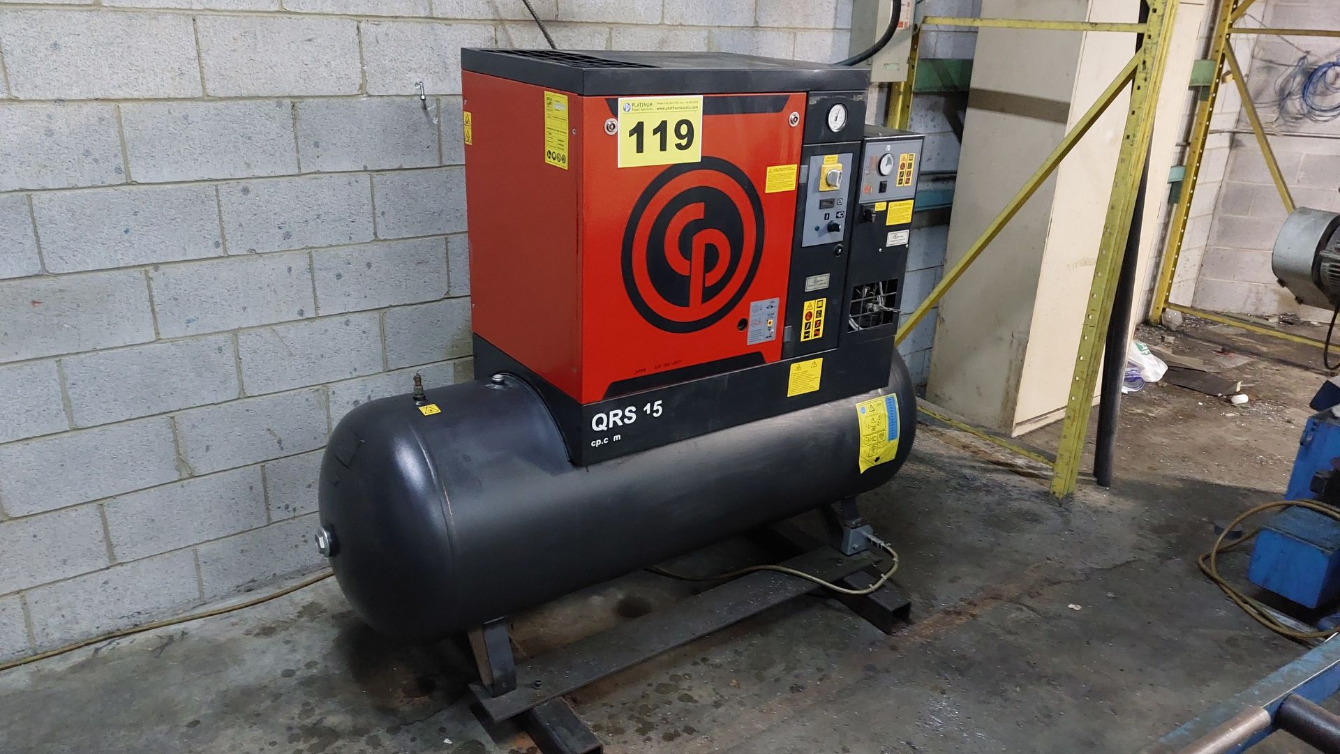 2016, CHICAGO, QRS15, 15HP, 145 PSI, 46 CFM, ROTARY SCREW AIR ...