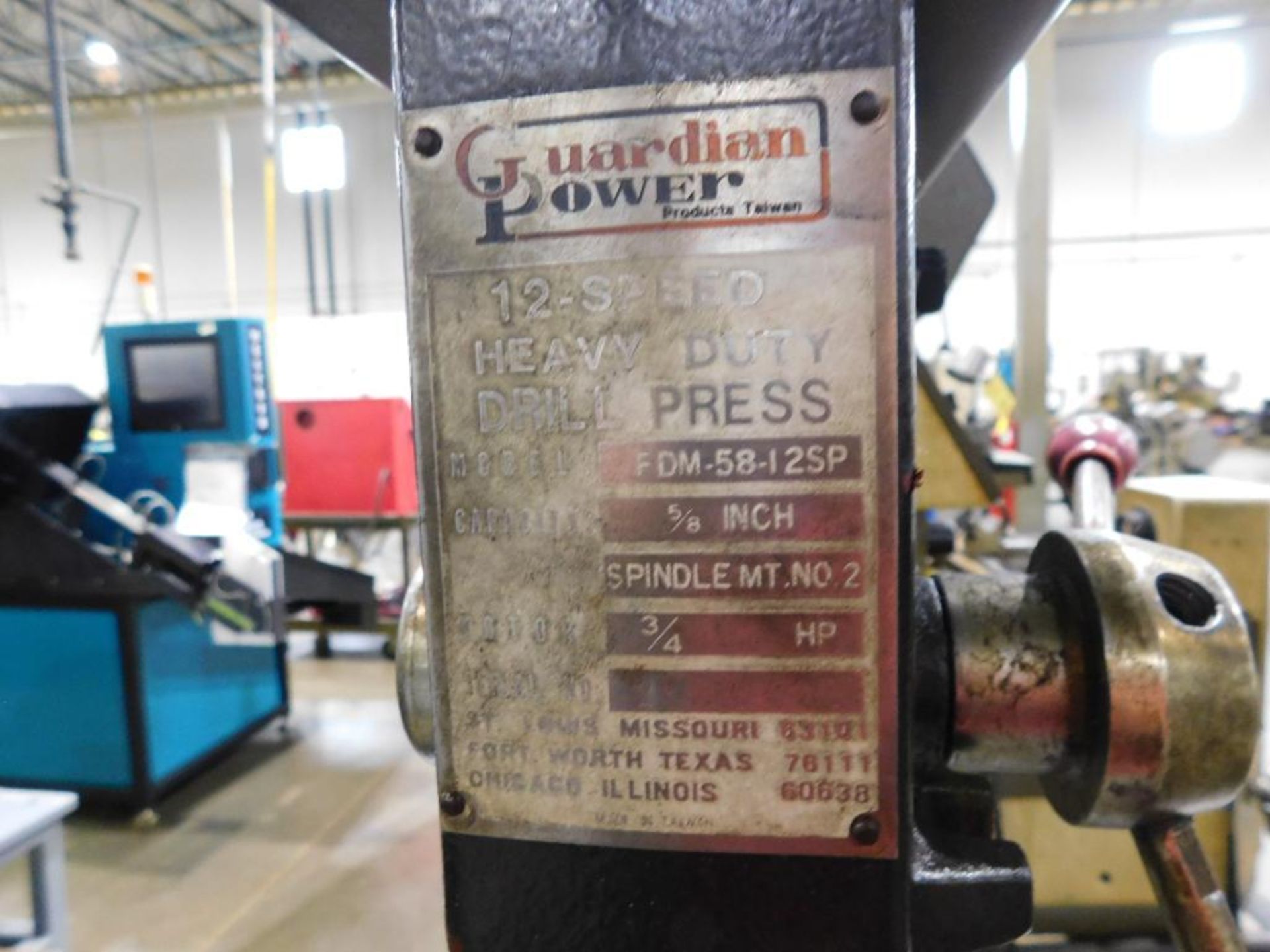 Guardian Power 12-Speed Drill Press, 3/4 HP, 7" Throat, 12" Dia. Table