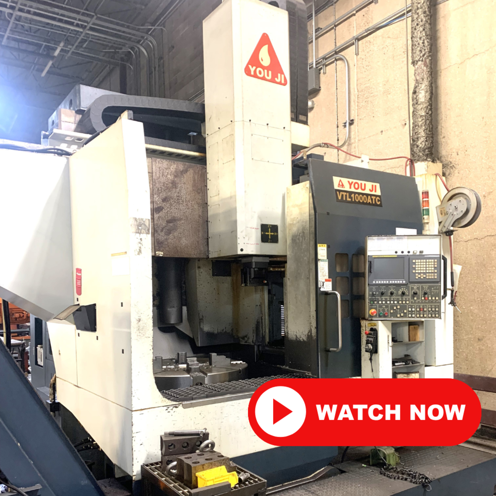 Youji VTL-1000 ATC CNC Vertical Boring Mill, 39" 4-Jaw Power Chuck, 53 ...