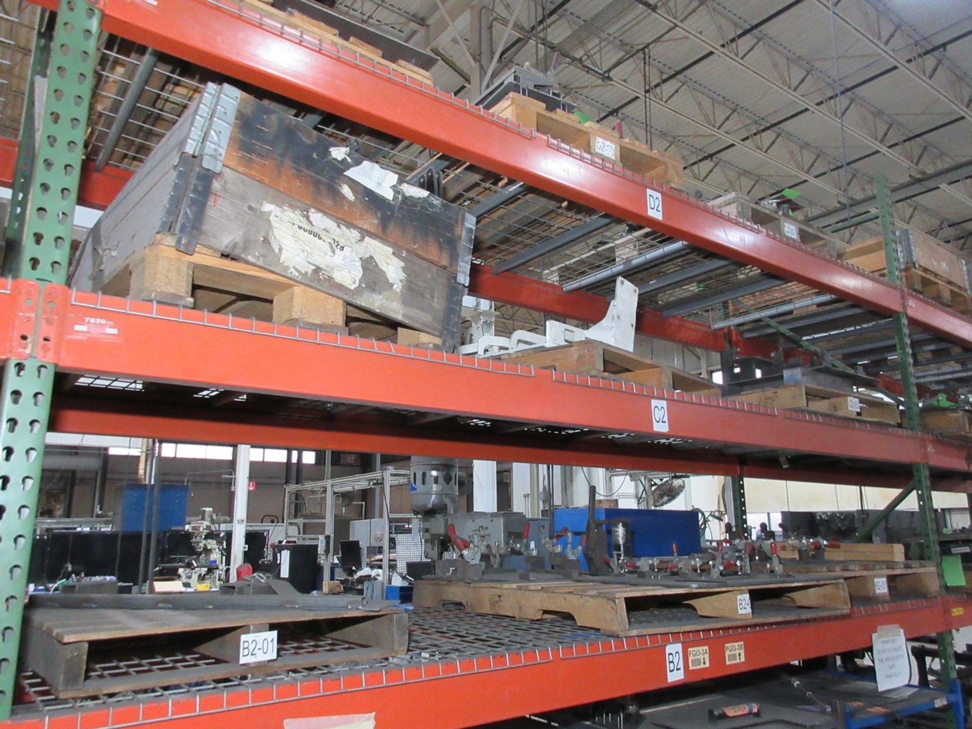 (1) Section of Adjustable Pallet Racking with Assorted Parts Fixtures ...