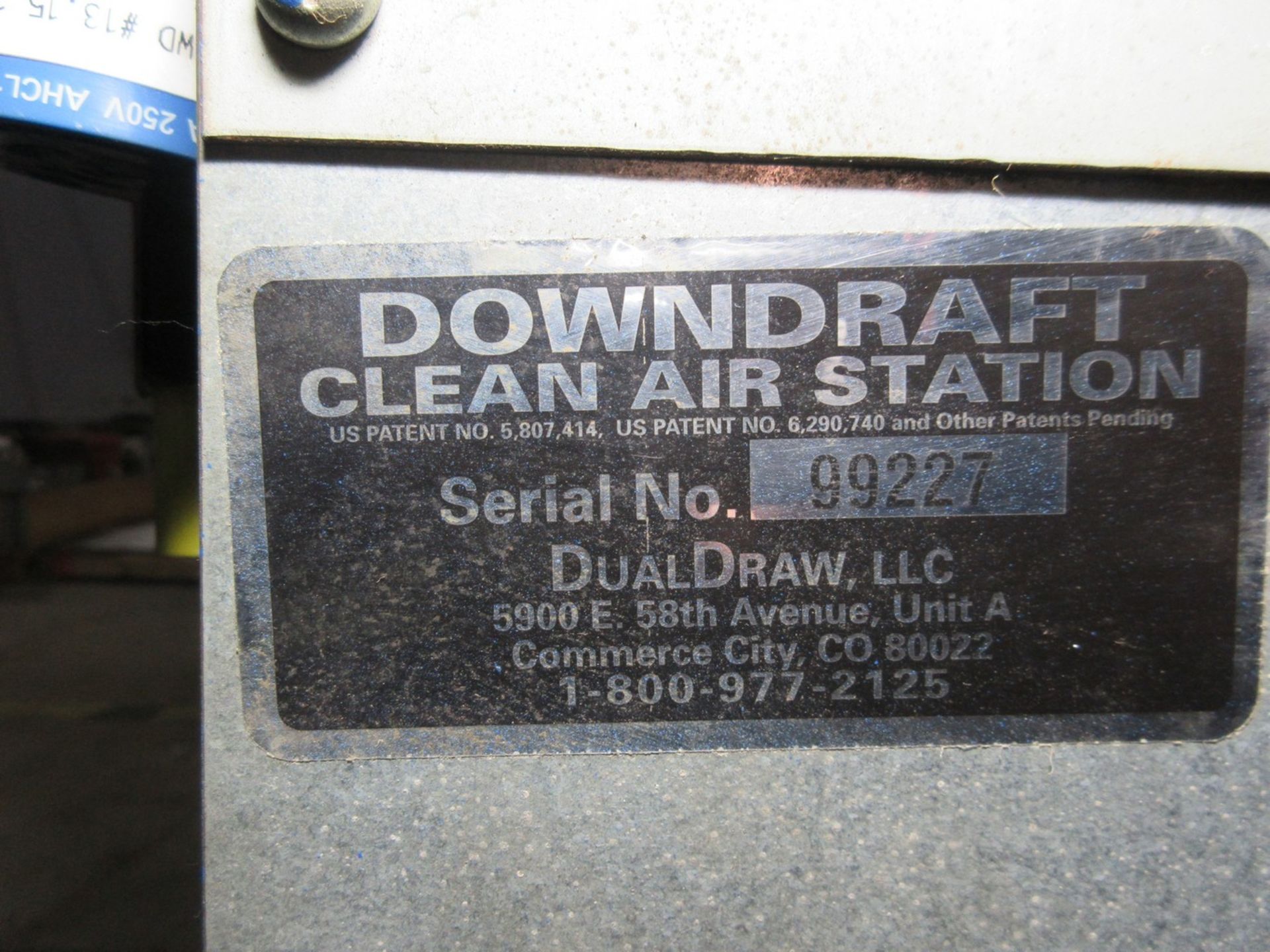 Dualdraw 60"x30" Downdraft Clean Air Station, S/N- 99227