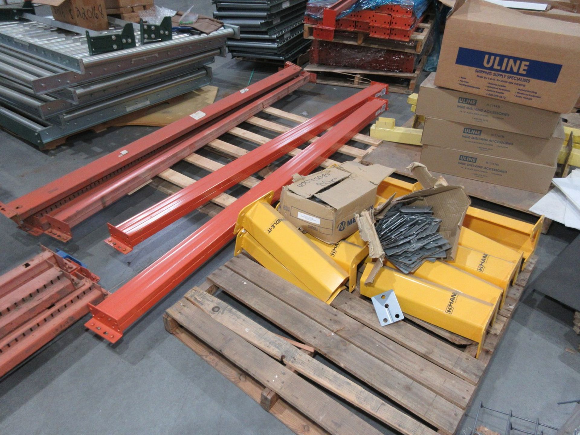 Lot of Disassembled Pallet Racking. Approx. (22) 12'x42" Uprights, (130 ...
