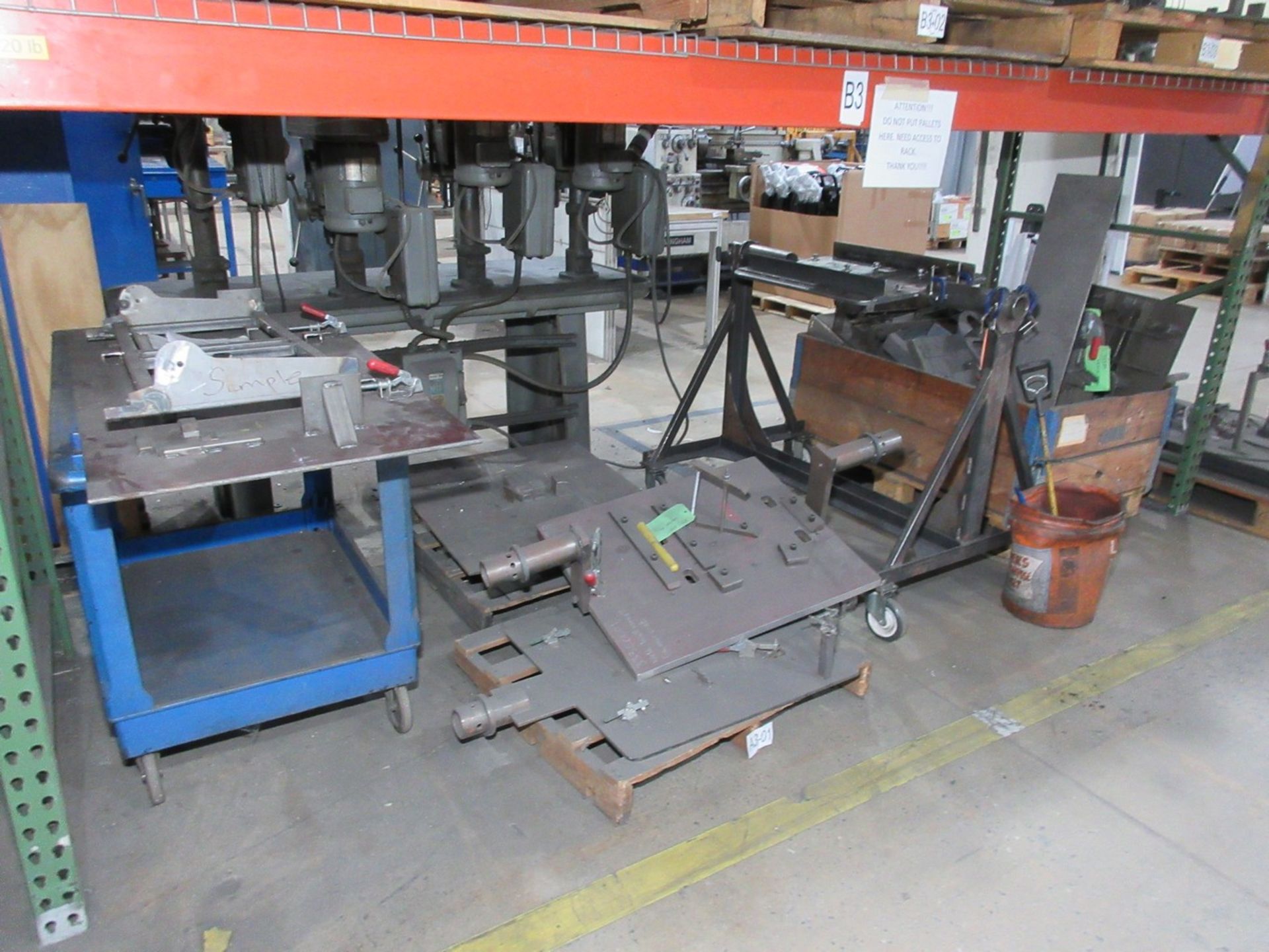 (1) Section of Adjustable Pallet Racking with Assorted Parts Fixtures ...