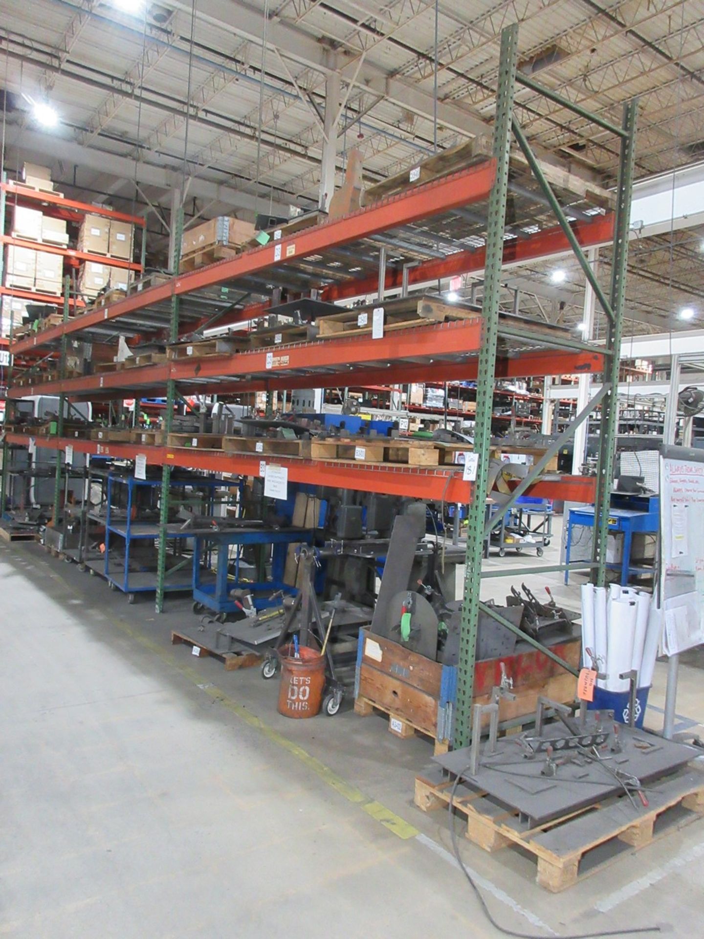 (1) Section of Adjustable Pallet Racking with Assorted Parts Fixtures ...