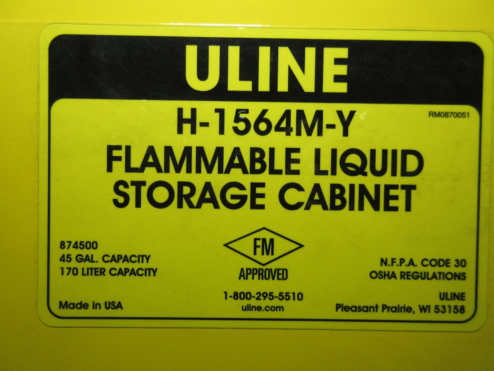 Uline H-1564M-Y 45-Gal. Flammable Liquid Safety Storage Cabinet