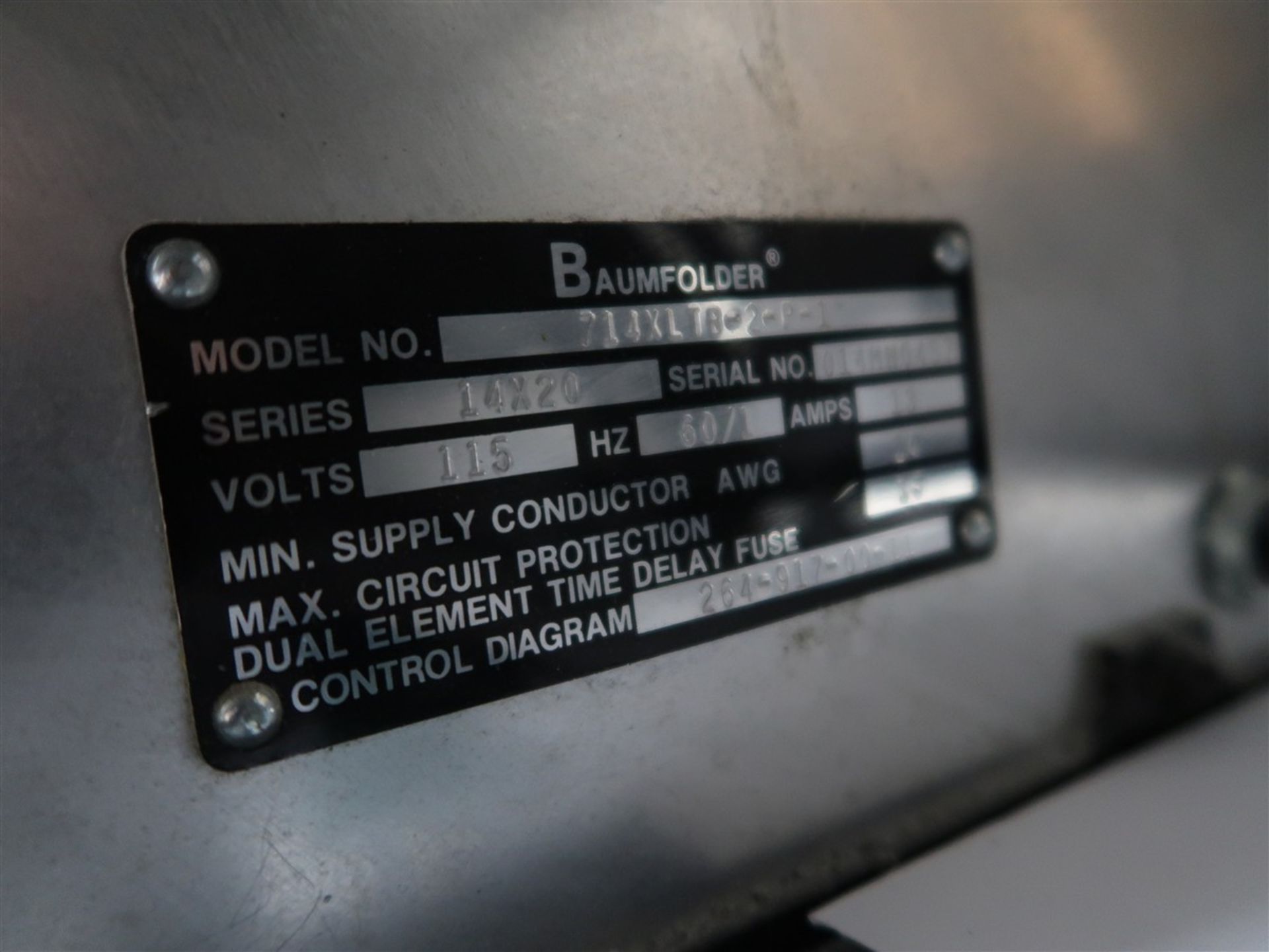 Baum Ultrafold XLT Bench Top Folder Model 714XLTB-2-P-1, S/N 014MH0497 ...