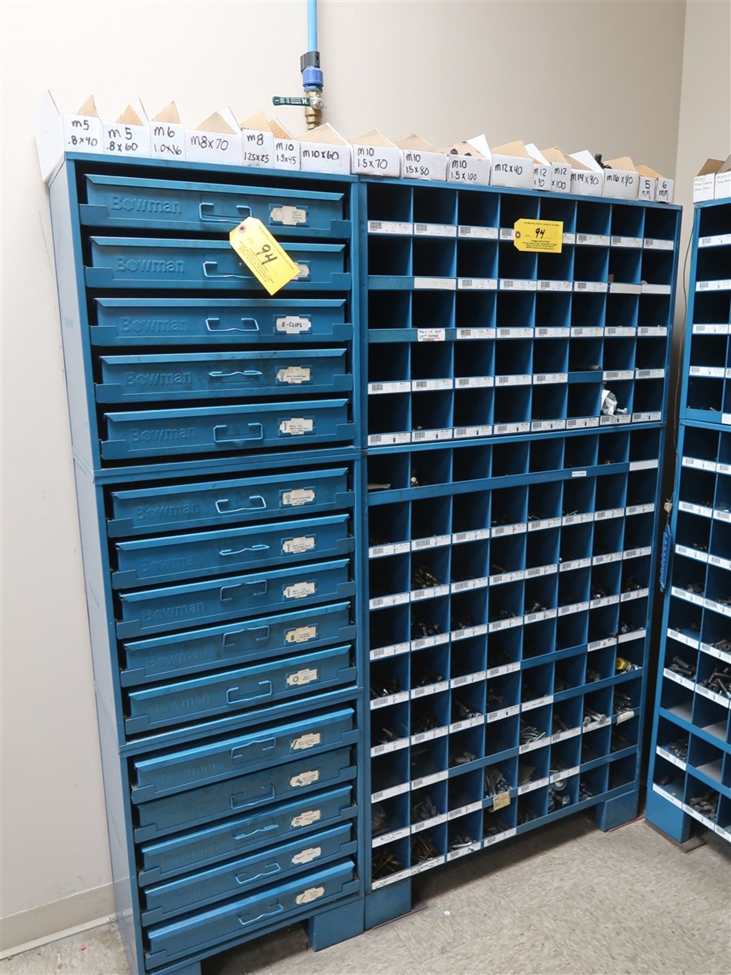 Bowman Parts Cabinets w/ Contents Including: Nuts, Bolts, Screws ...