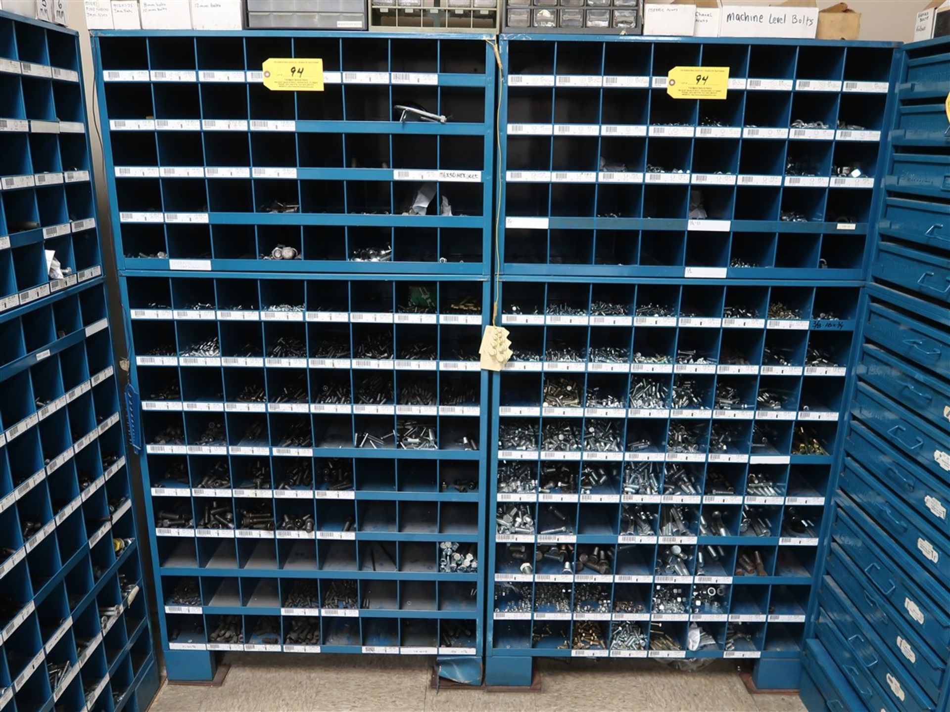 Bowman Parts Cabinets w/ Contents Including: Nuts, Bolts, Screws ...