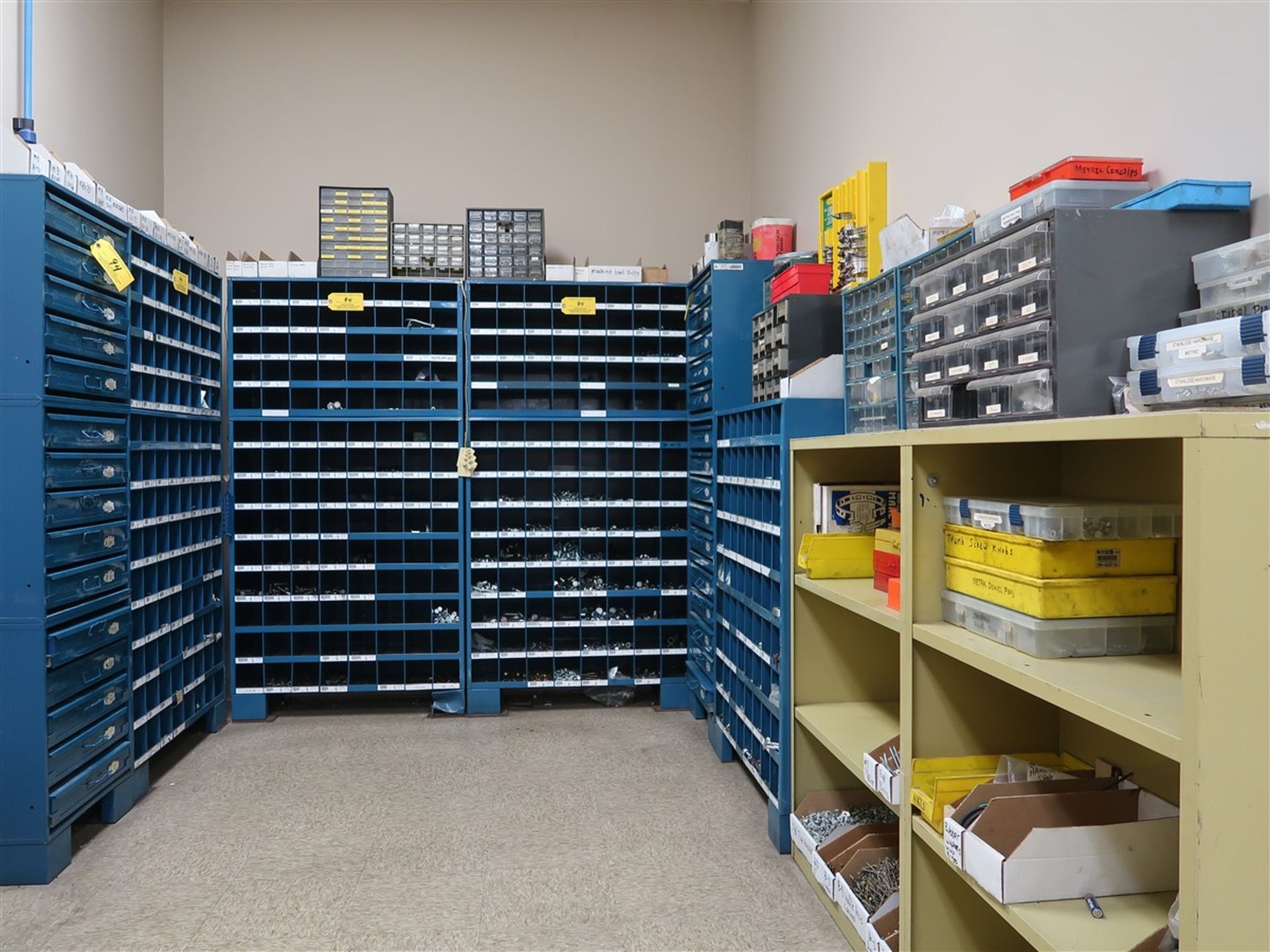 Bowman Parts Cabinets w/ Contents Including: Nuts, Bolts, Screws ...