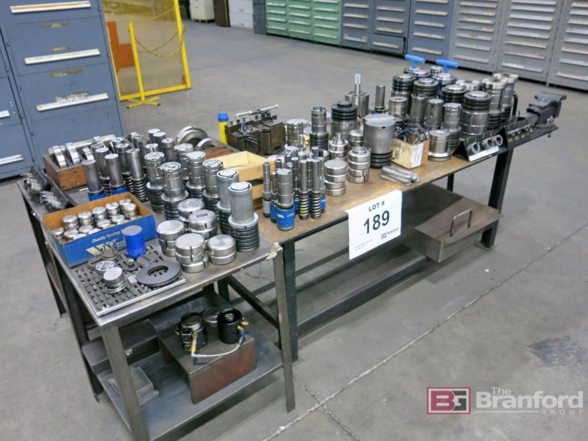 (3) Heavy Duty Steel Tables w/ Punch Press Holders, Punch Press Tooling ...