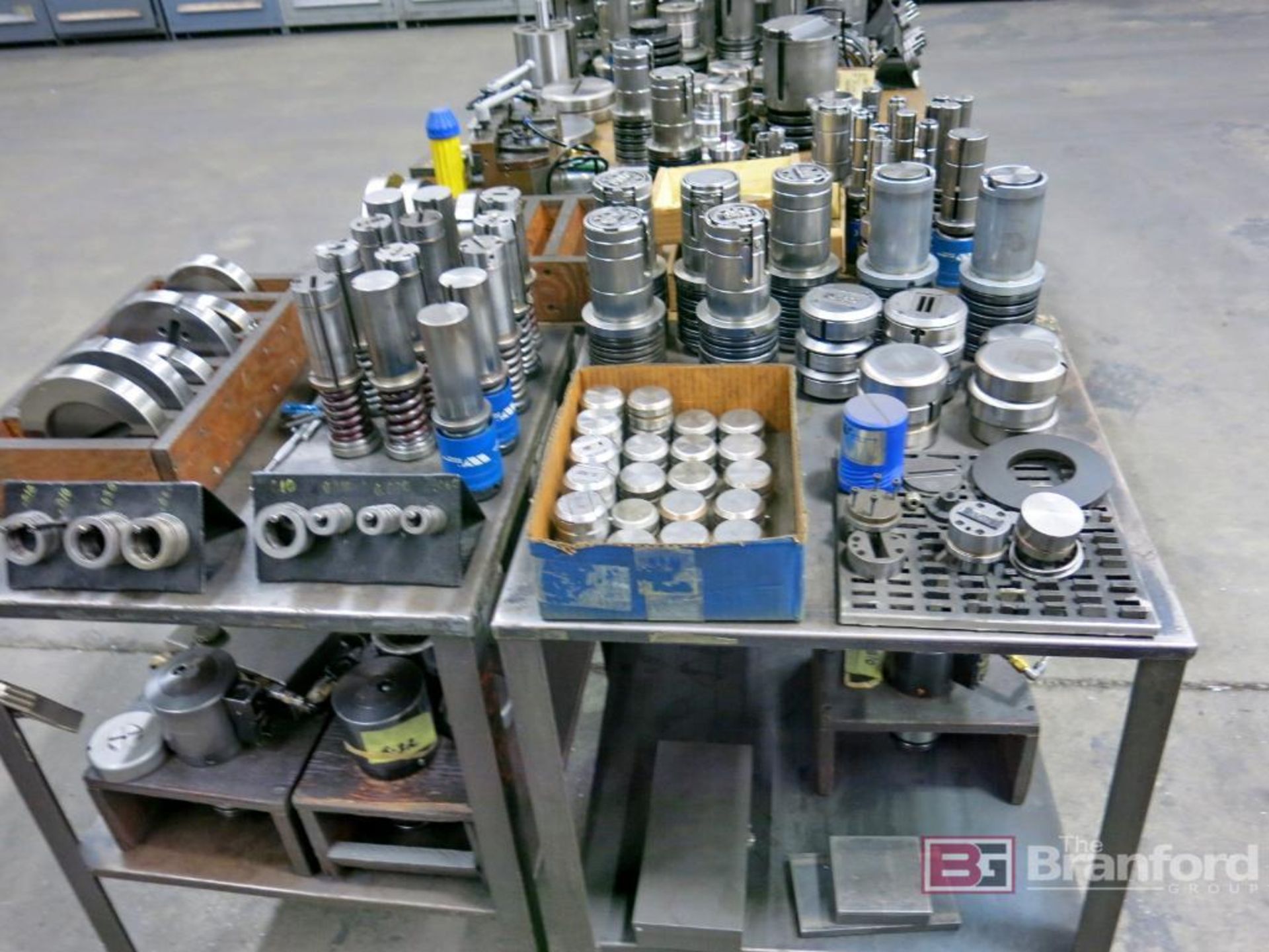 (3) Heavy Duty Steel Tables w/ Punch Press Holders, Punch Press Tooling ...