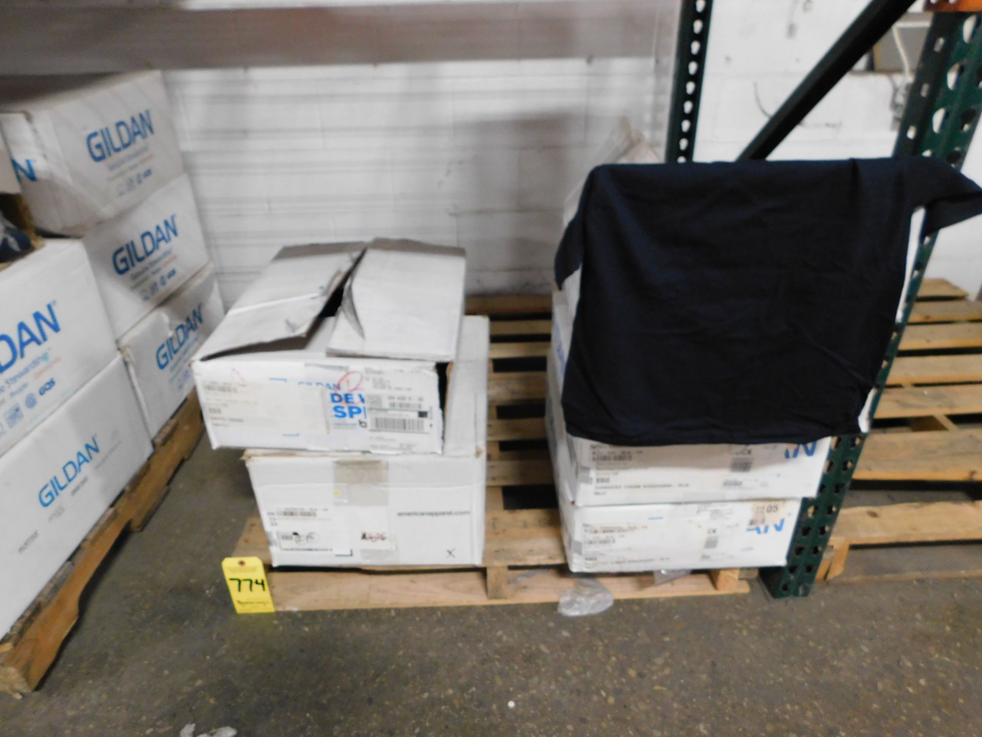 (1) Pallet Tee Shirts Various Sizes Black, Approx. 8 Boxes, 1 Box Misc ...