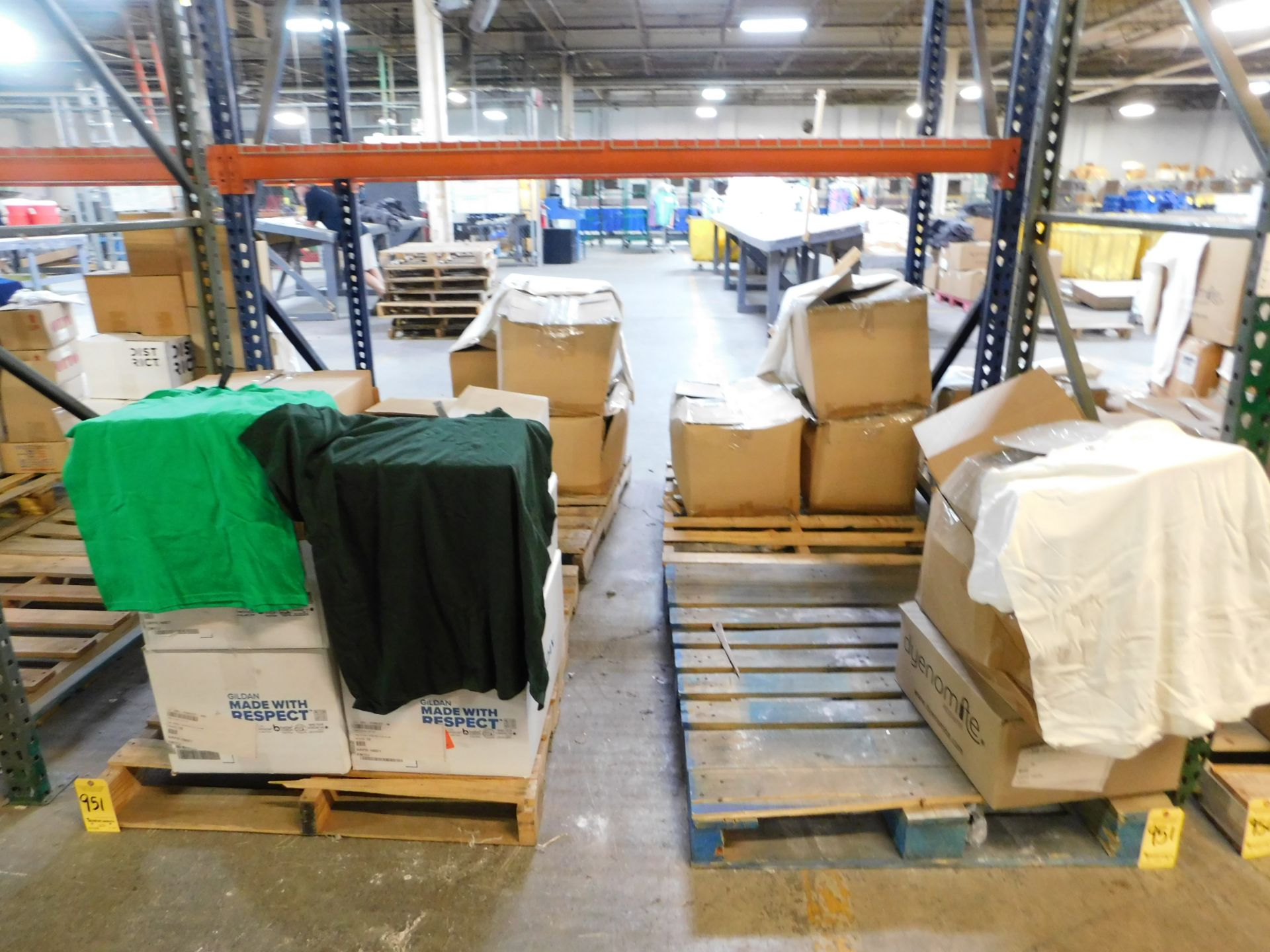 (2) Pallets White Tee Shirts, Assorted Green Tee Shirts, & Sample Packs ...