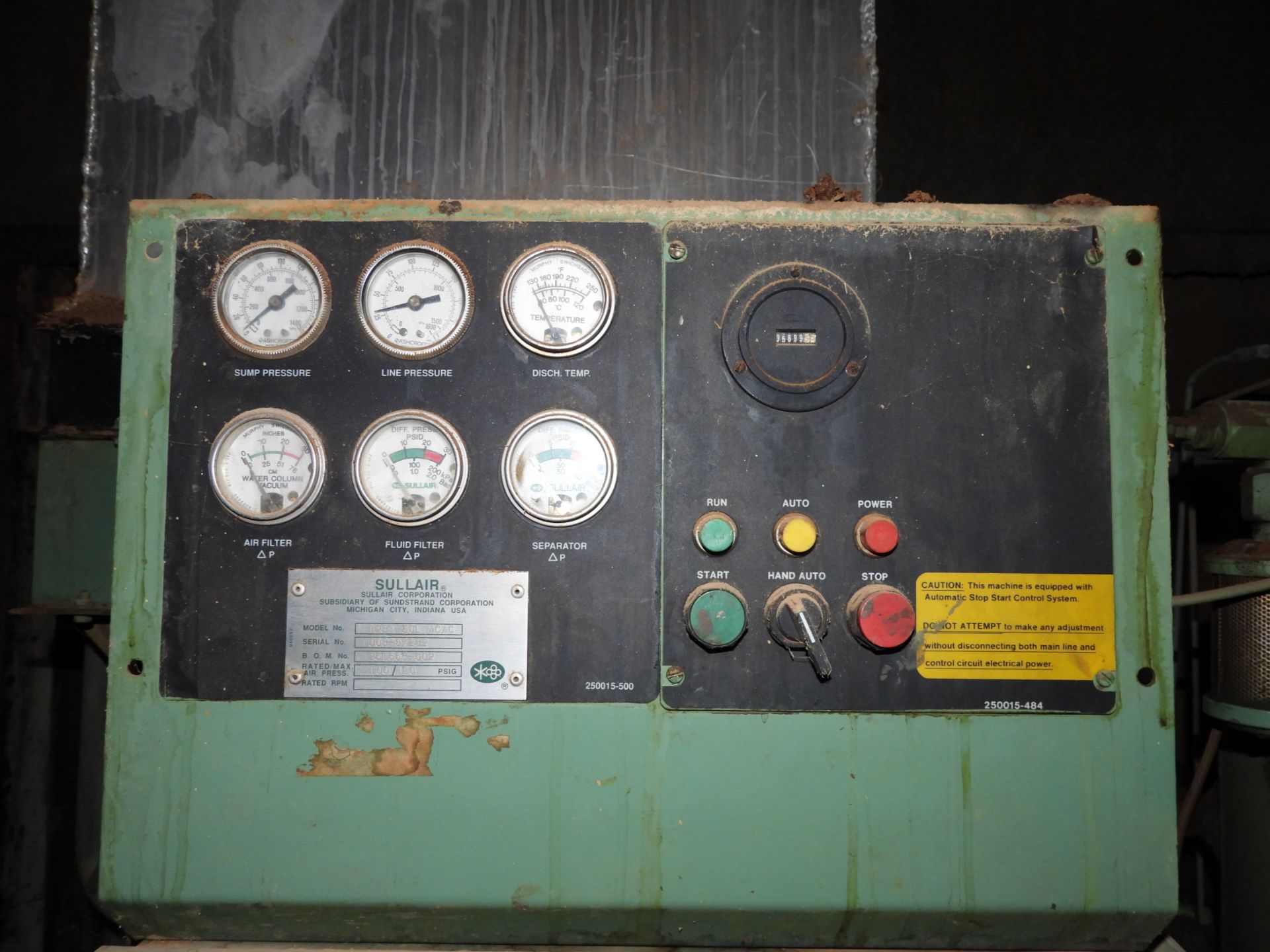 Sullair Model 12BS-50LACAC Rotary Screw Air Compressor, s/n 003-87232 ...