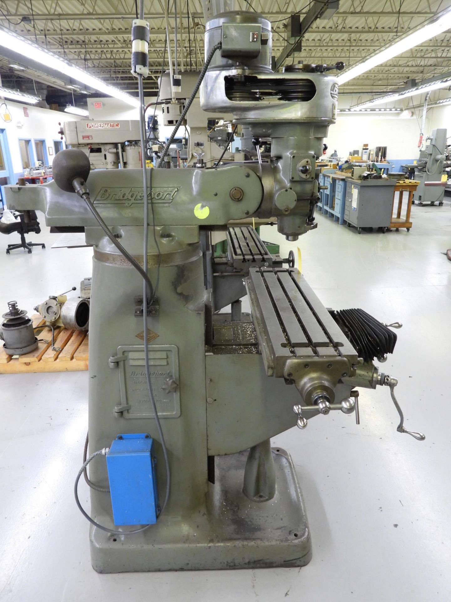 Bridgeport Vertical Mill, s/n 12BR 131590, 1 HP Step Pulley, 9" X 36" Table, Anilam Patriot D.R.O