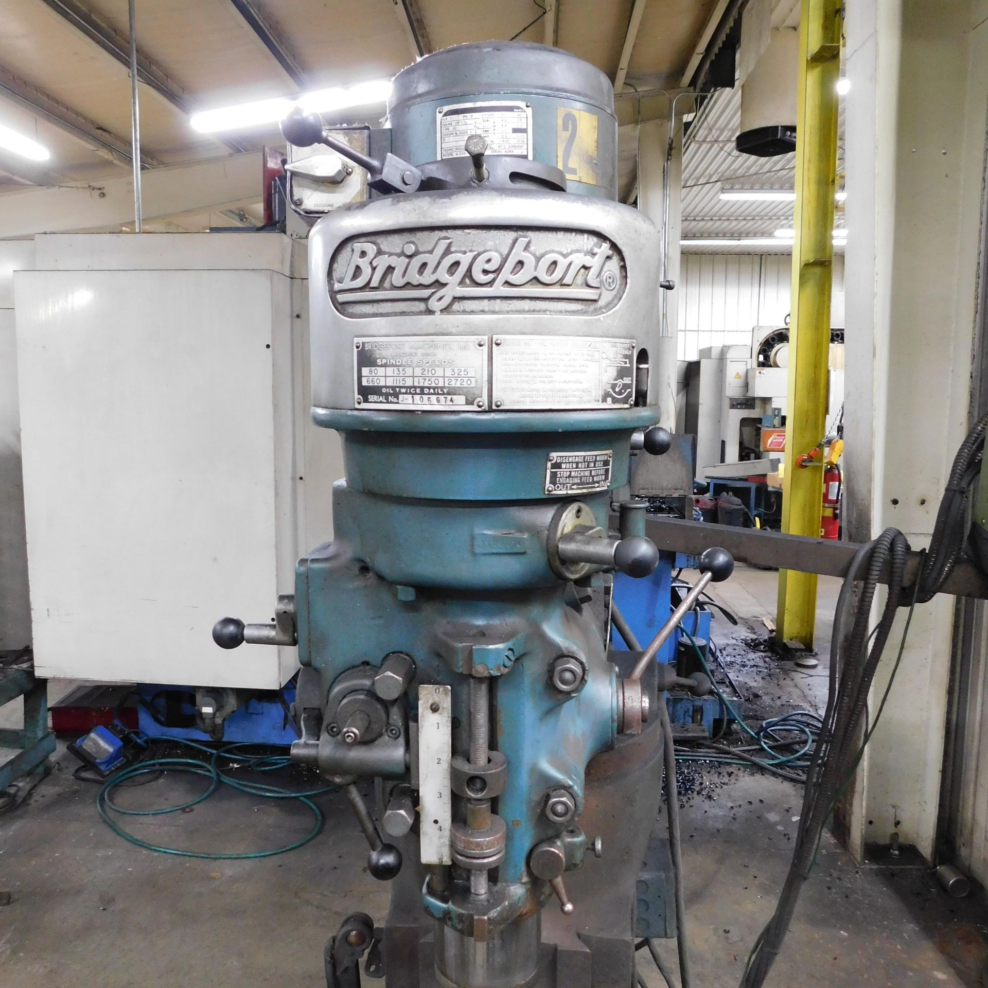 Bridgeport 1 HP Step Pulley Vertical Mill, s/n 12BR106797, D.R.O ...