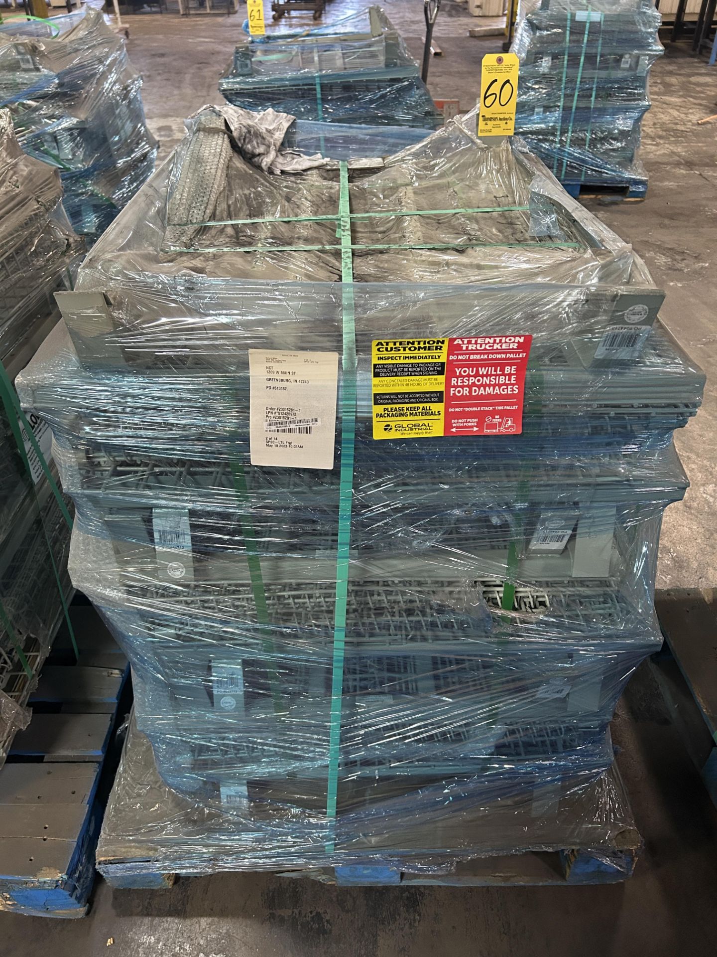 (6) Global Industrial Folding Wire baskets, 40"L x 32"W x 34-1/2"H ...