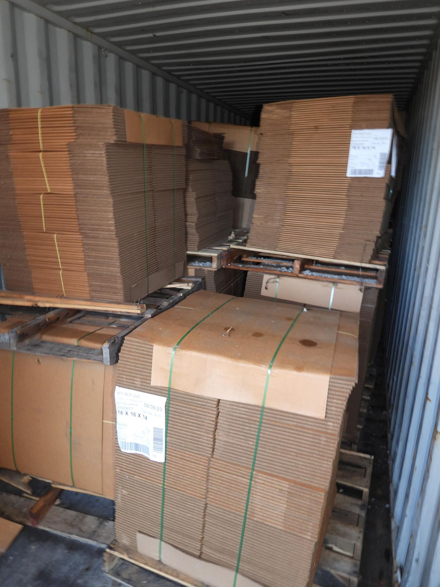 Contents of Shipping container: approx 15 Skids of 16×16×14" cardboard ...