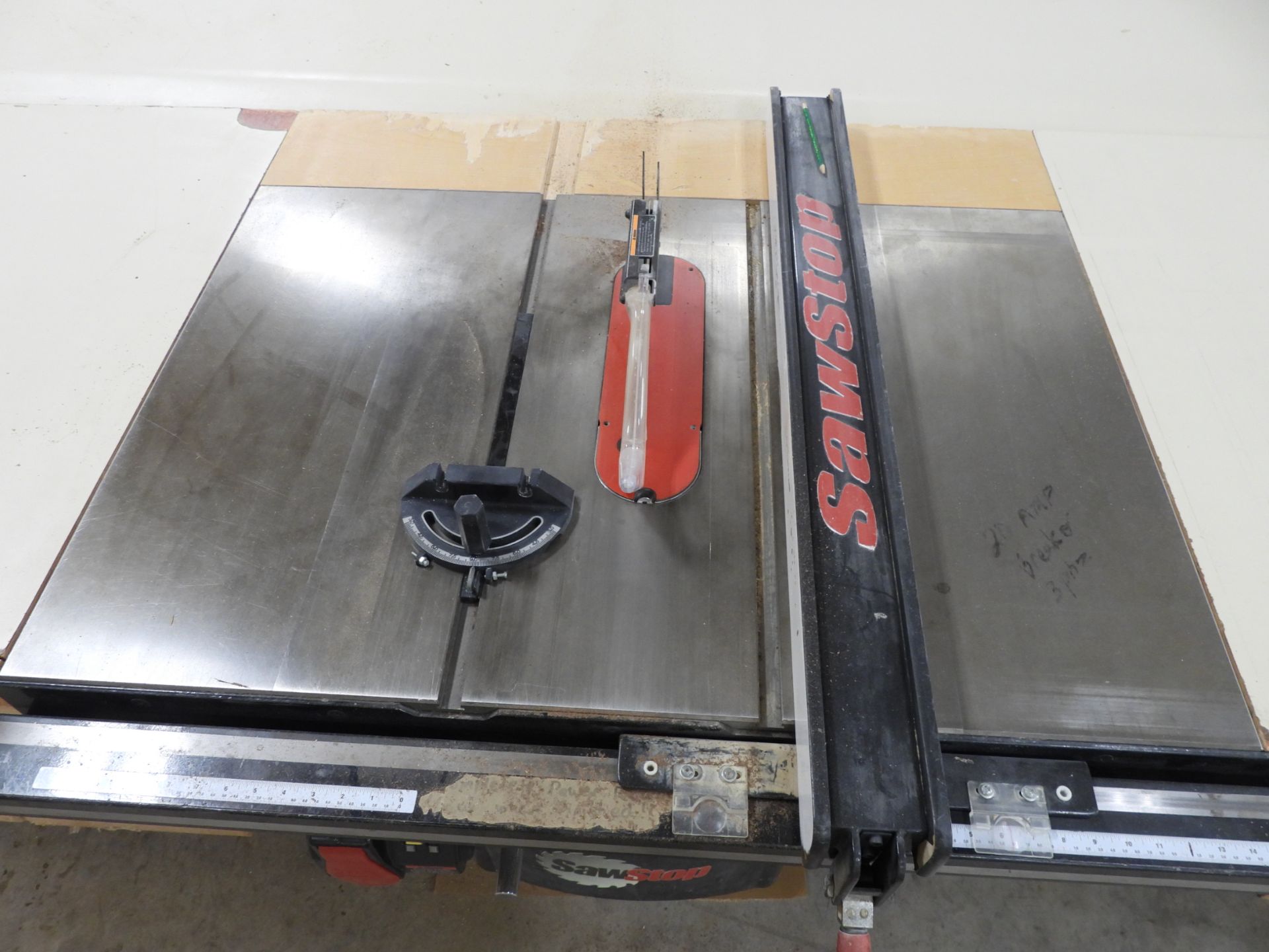 Saw Stop Table Saw 10", 52” Fence, 5HP, 3ph , 9' W x 10’ D Table, new ...