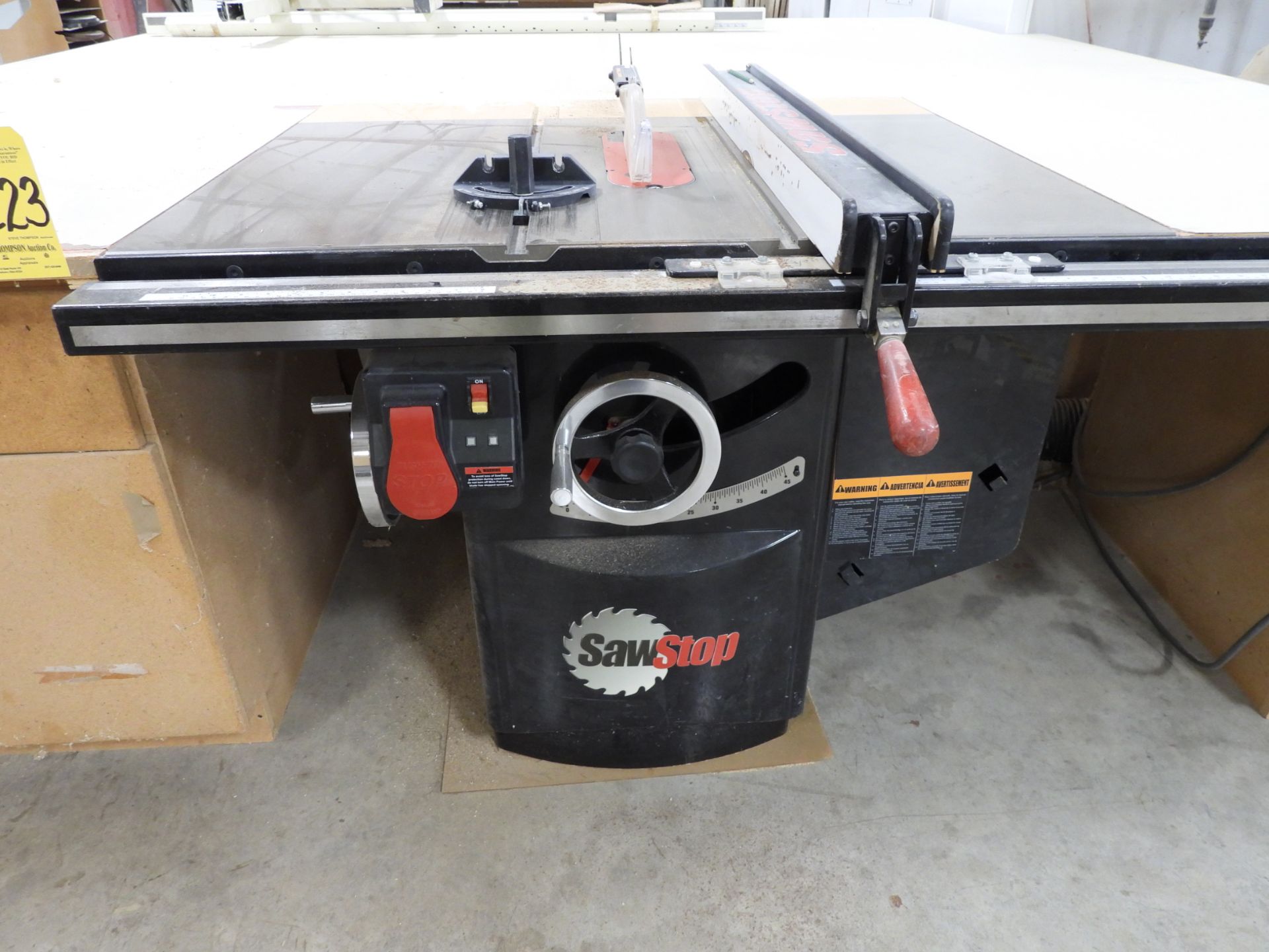 Saw Stop Table Saw 10", 52” Fence, 5HP, 3ph , 9' W x 10’ D Table, new ...