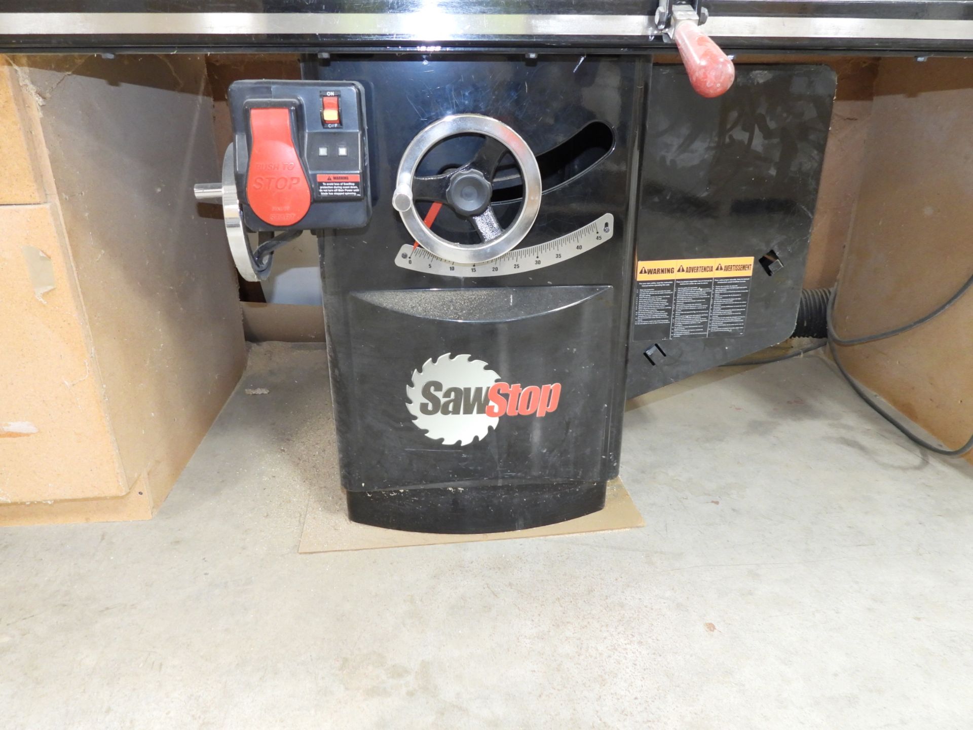 Saw Stop Table Saw 10", 52” Fence, 5HP, 3ph , 9' W x 10’ D Table, new ...
