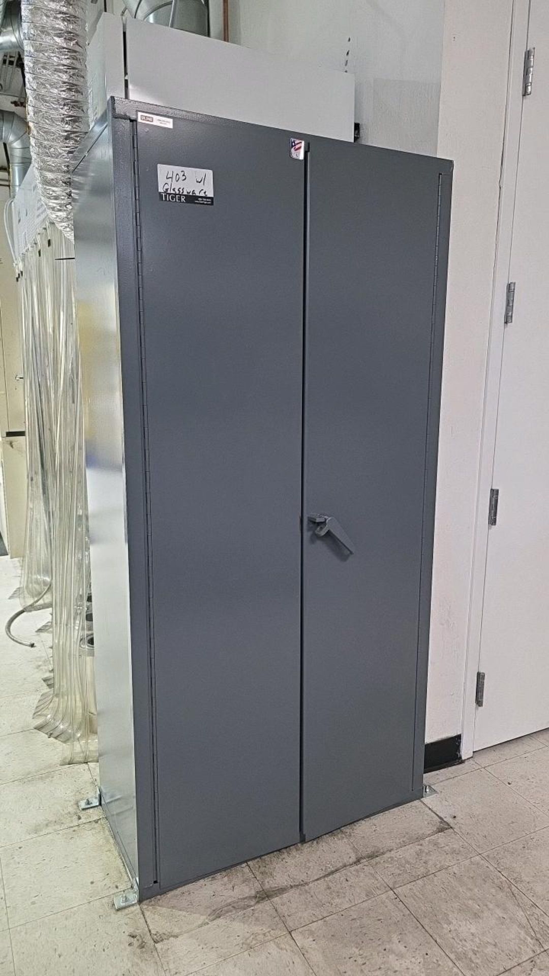 Lot (10) Storage Cabinet w/Laboratory Glassware, (1) Wire Shelving Unit ...