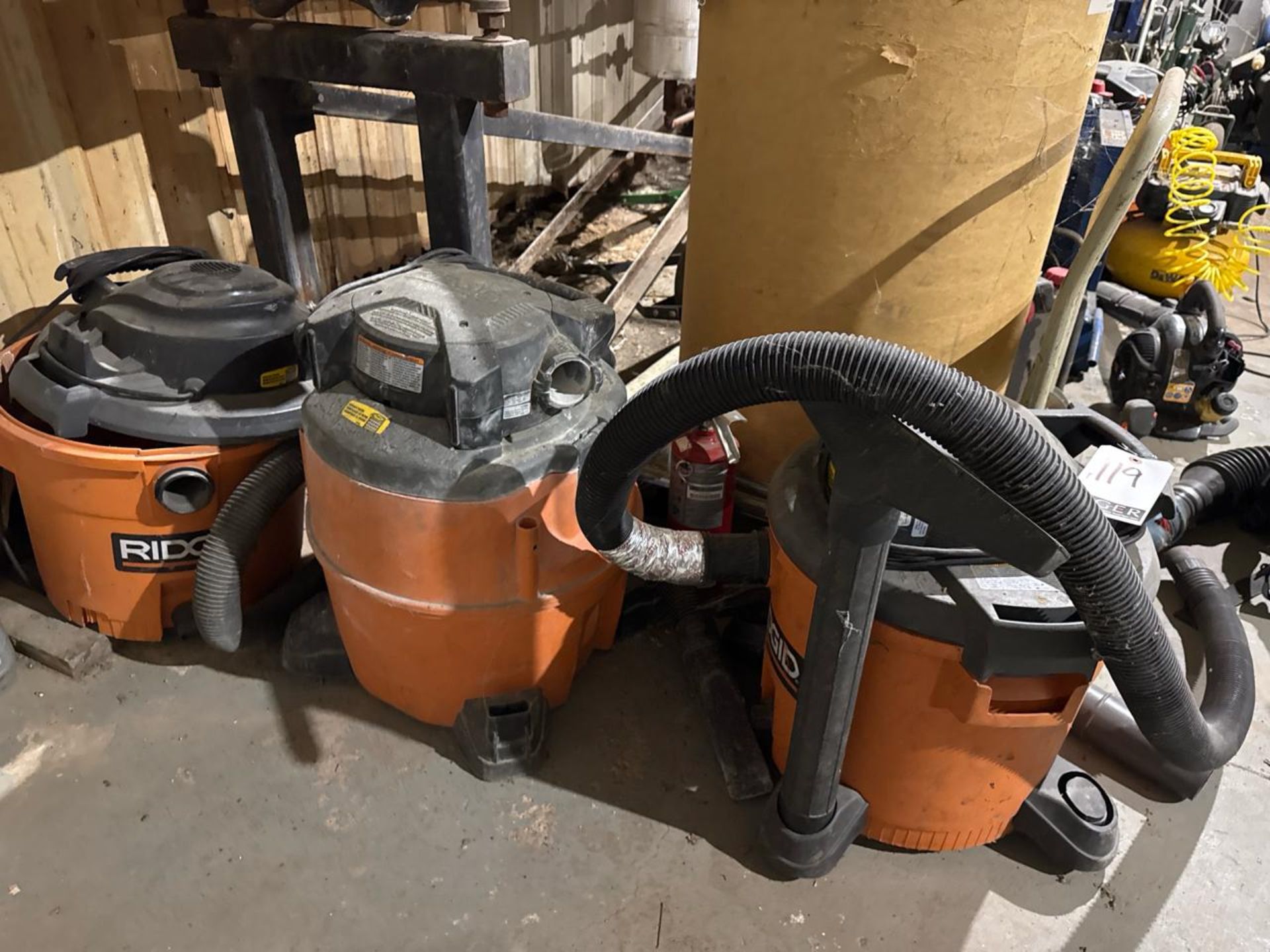 Lot Contents Back Storage Room Consiting of Shop-Vacs, Air Compressors ...