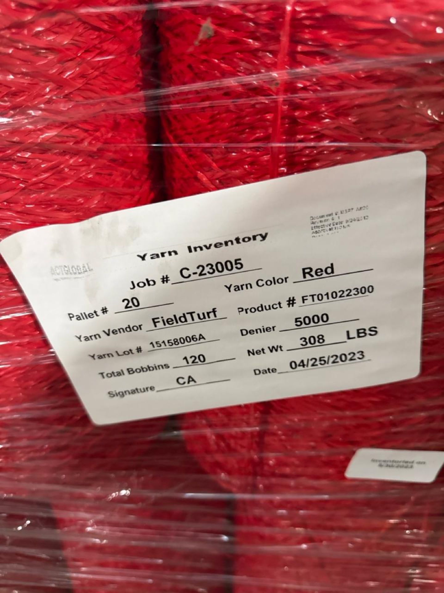 Lot Assorted Slit Film Yarn Approx. 135 Pallets/67,000 lbs. **Please ...