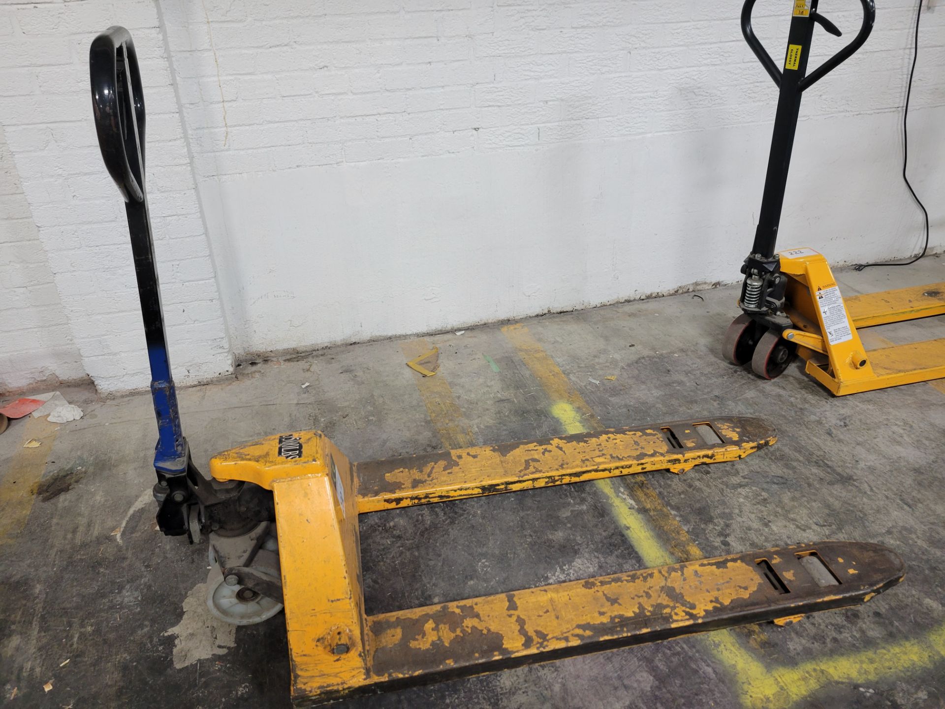 Pair of Yellow Manual Pallet Jacks: (1) 5500 lb Capacity Lift-Rite, (1 ...