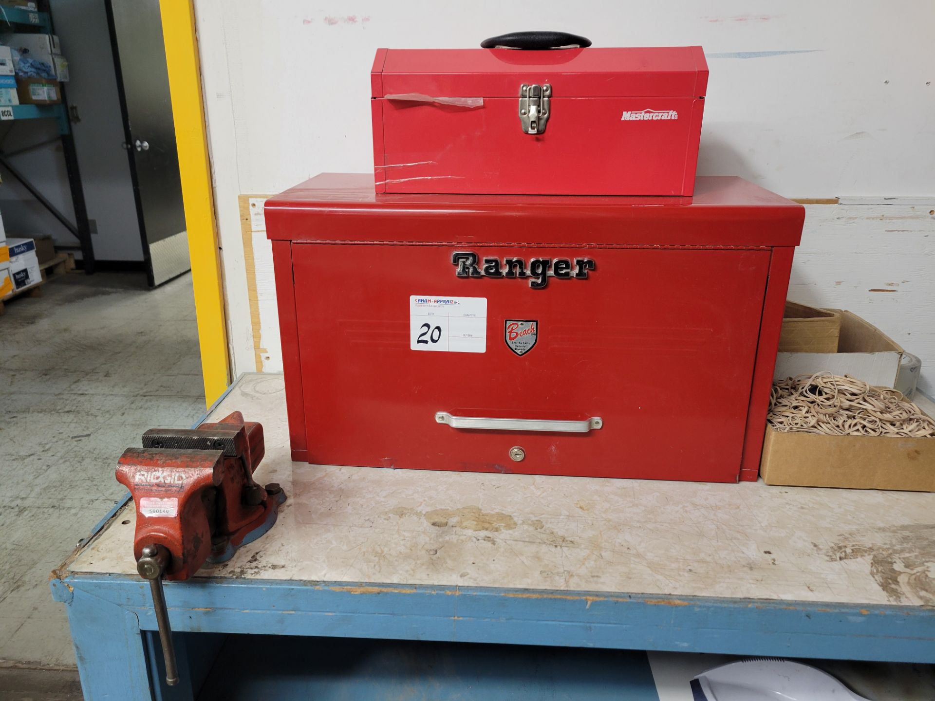 Ranger Tool Chest with Mastercraft Toolbox and Rigid Bench Vise w ...