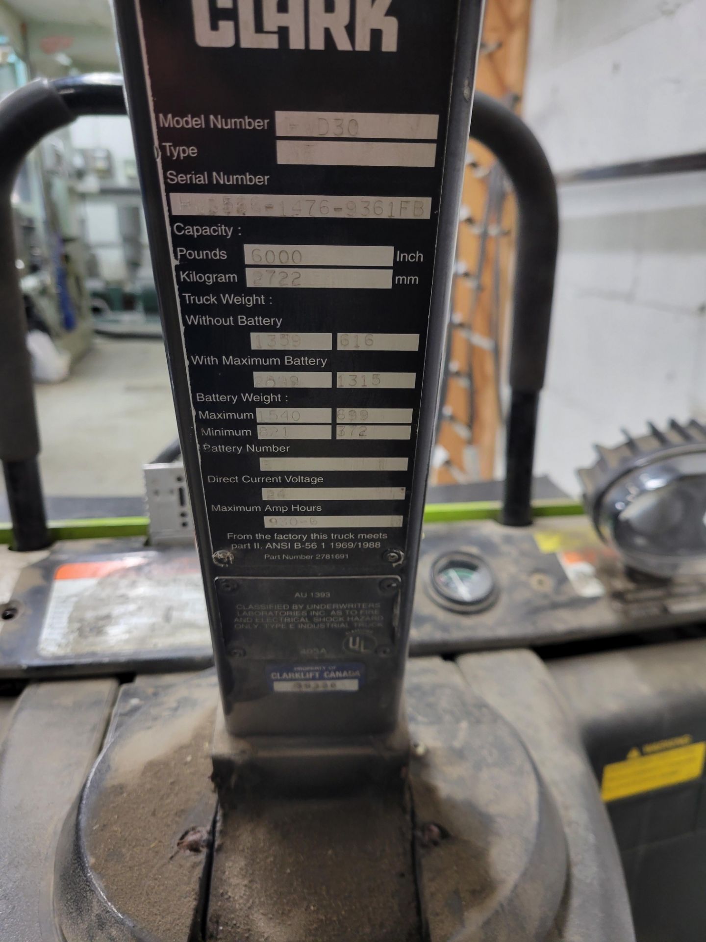 Clark Electric Pallet Jack, Model D30, 6000 lb Capacity, with 24V ...