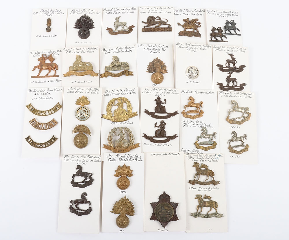 (60.35) Grouping of various Infantry Regiments Cap & Collar Badges. Lot ...