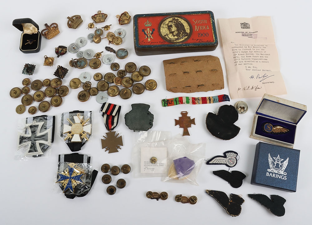 WW2 RAF Buttons & Officers Cap Badge. Boer War Tin and Civil Aviation ...