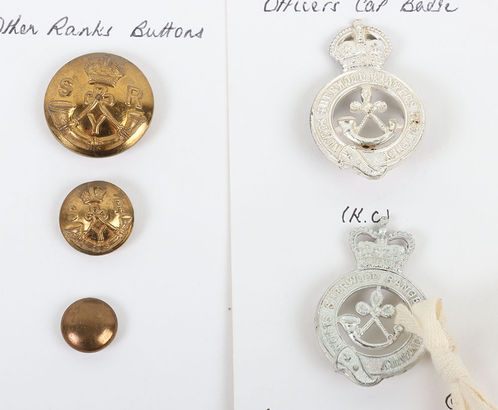 Selection of Cap Badges, Collars & Buttons to The Nottinghamshire ...