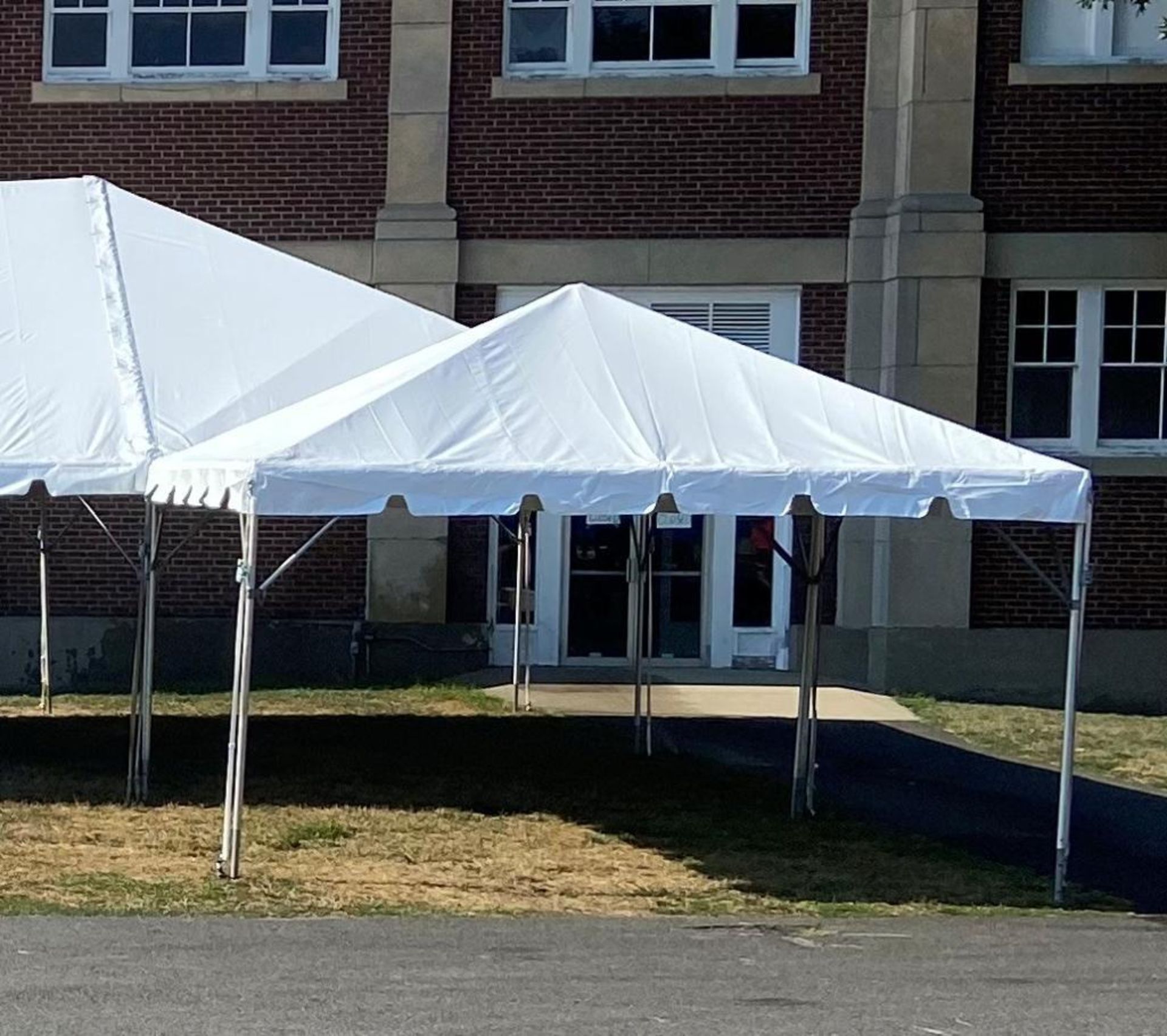 Lot of (2) Anchor 15 x 15 Frame Tents, B Condition, with straps & stakes