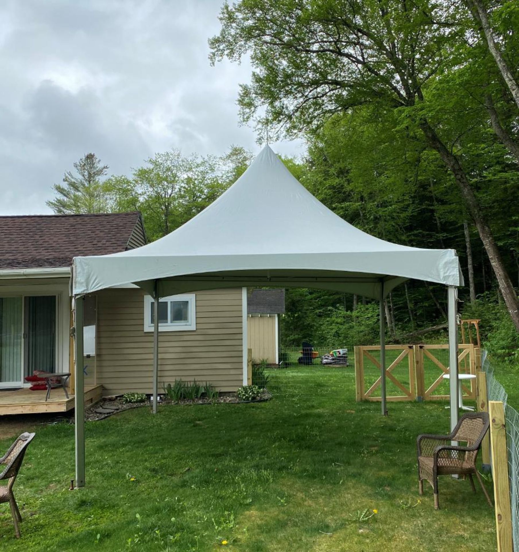 Anchor 15 x 15 High Peak Frame Tent, C Condition, with straps & stakes ...