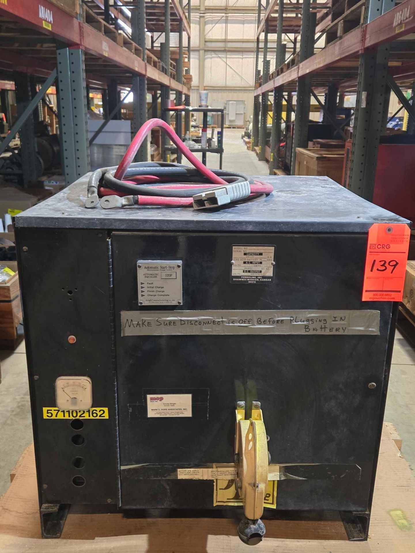 Ferroline forklift battery charger m/n 3FL18-1400, s/n B104354, 3 phase ...