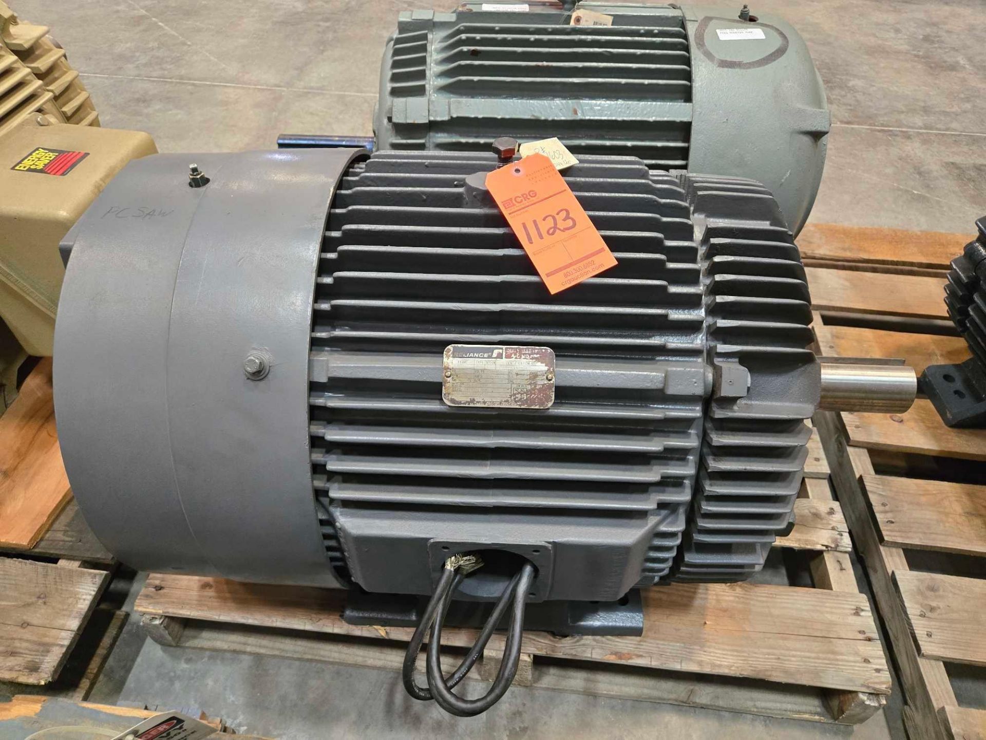 Reliance 100 HP motor, 1775 RPM, 230-460V, 405T Frame, (floor-back wall)