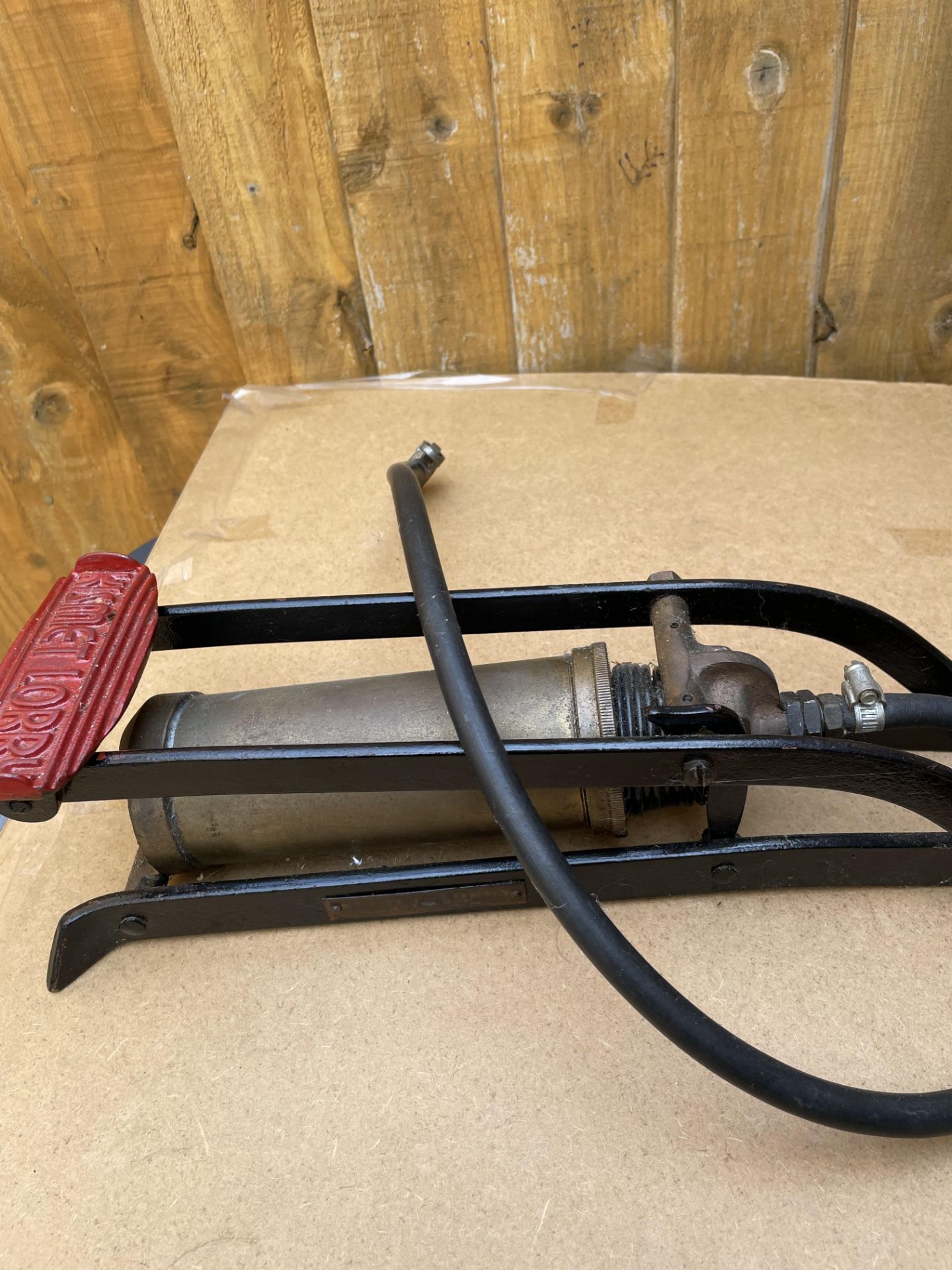 Kismet Lorry brass foot pump, c.1930's, in working and restored condition